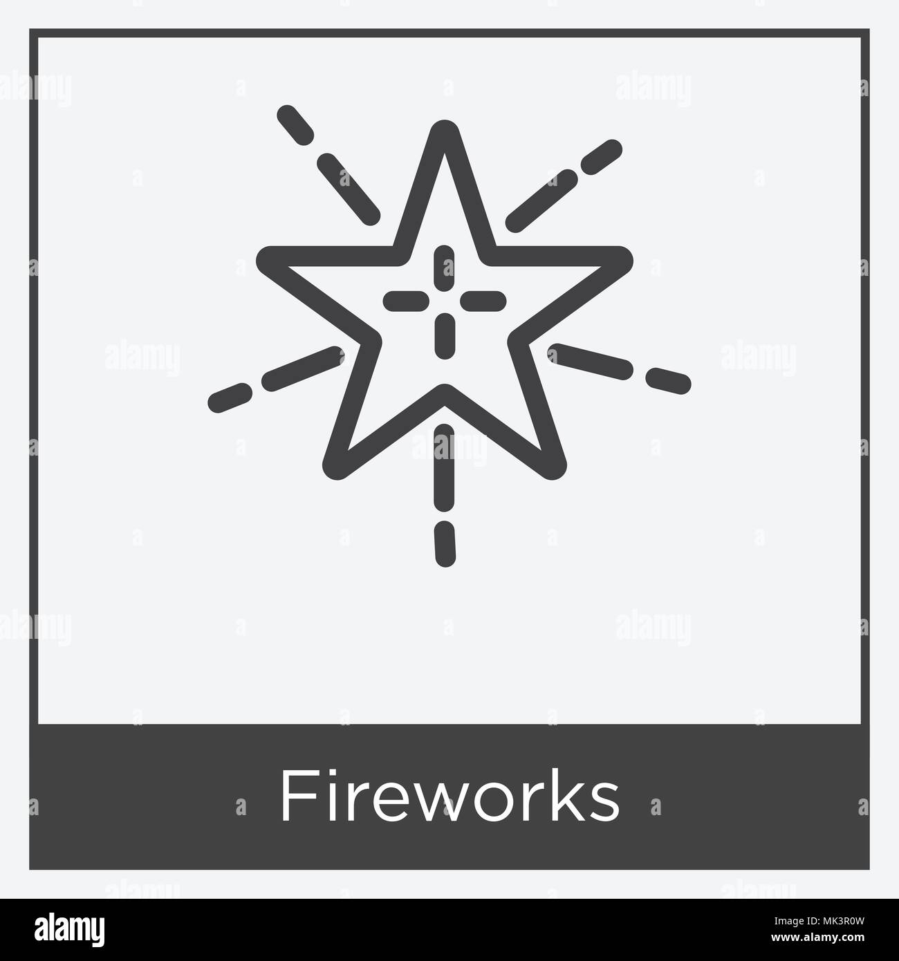 Fireworks icon isolated on white background with gray frame, sign and ...