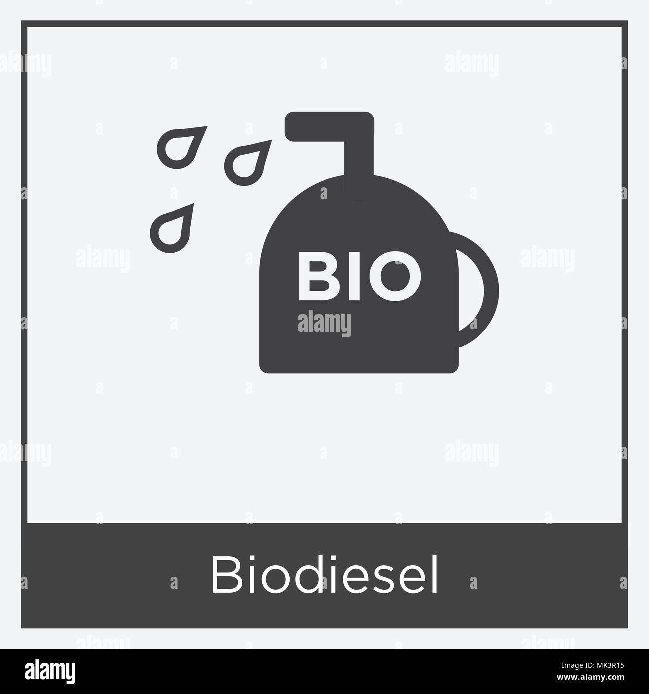 Biodiesel icon isolated on white background with gray frame, sign and ...