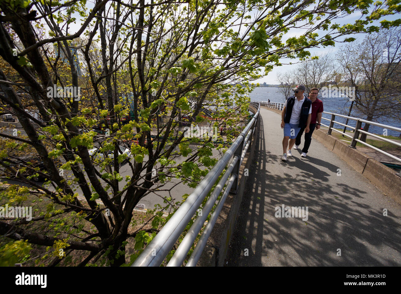 Pedestrian Bridge Charles River Esplanade Boston Massachusetts Stock ...