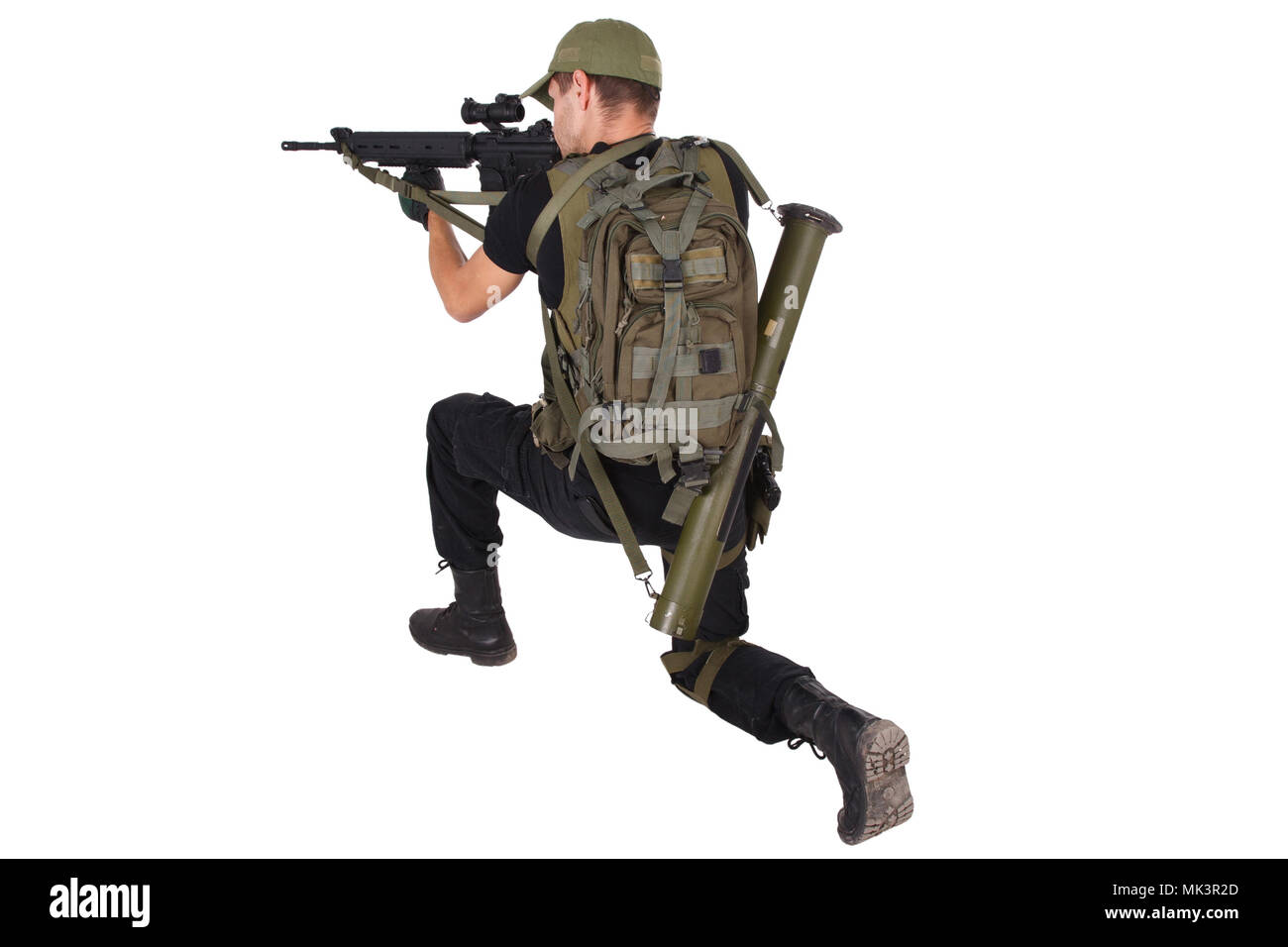 Private military contractor - rifleman with assault rifle isolated on ...
