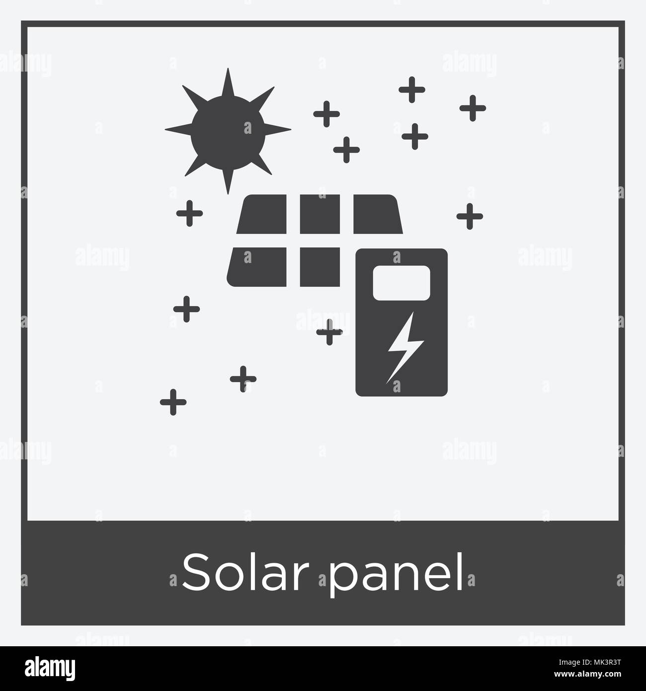 Solar panel icon isolated on white background with gray frame, sign and ...