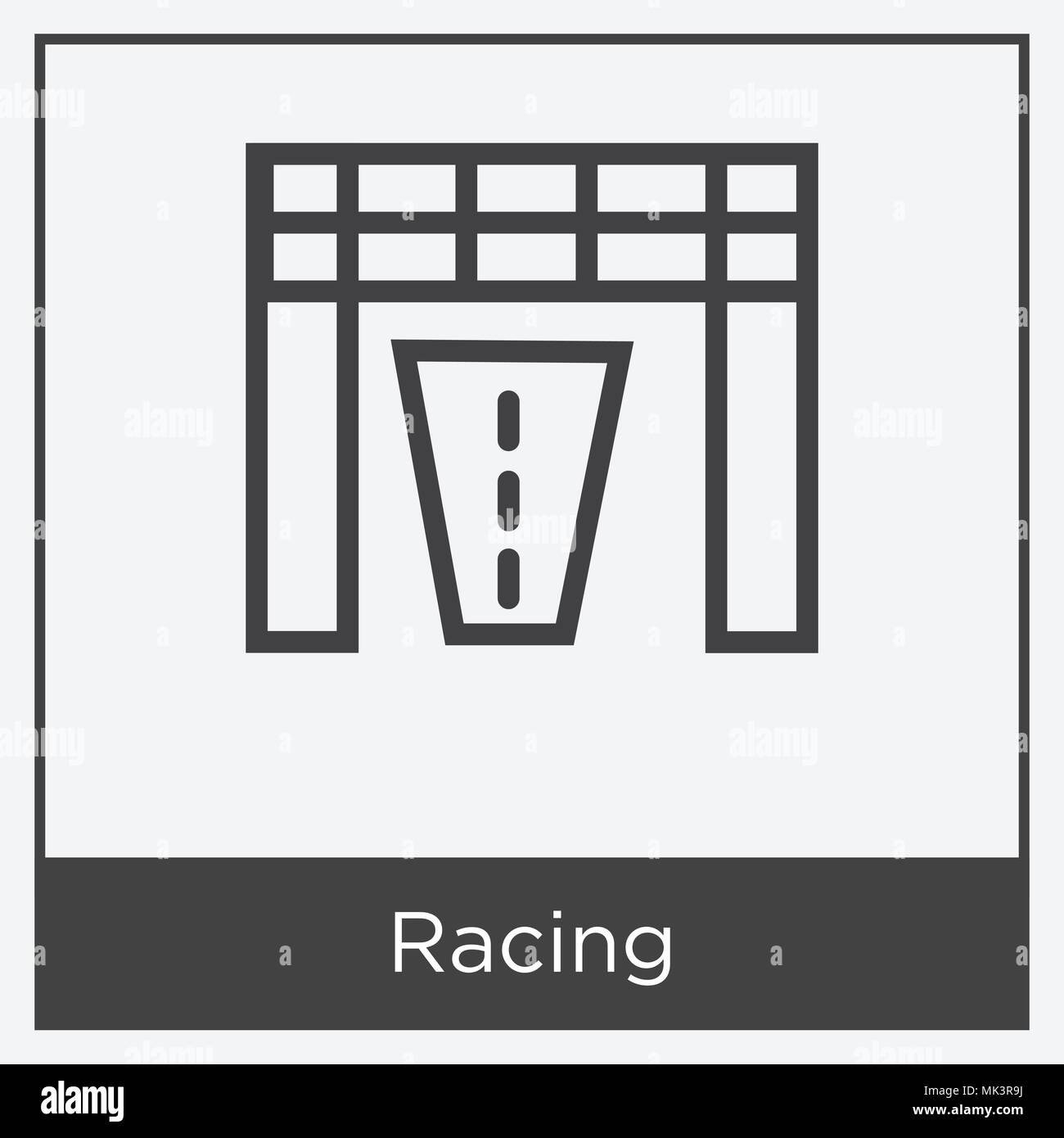 Racing icon isolated on white background with gray frame, sign and ...