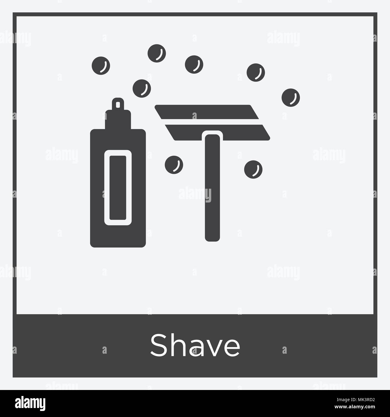 Shave icon isolated on white background with gray frame, sign and ...
