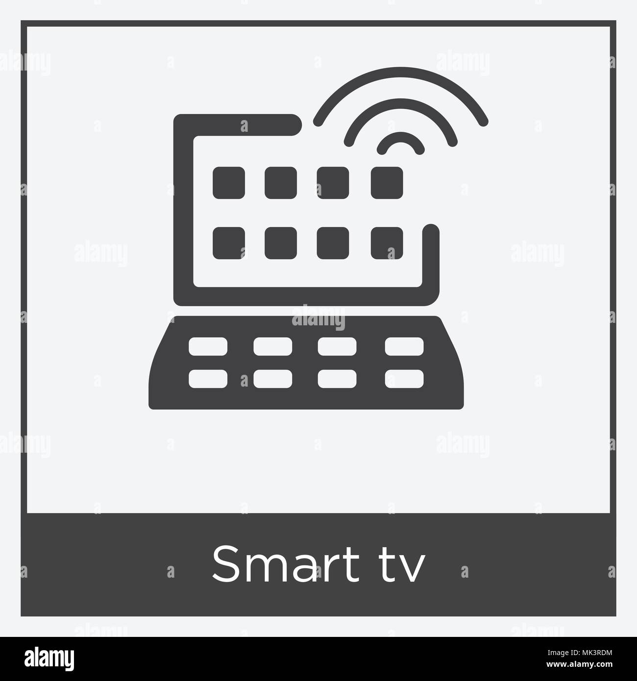 Smart tv icon isolated on white background with gray frame, sign and ...