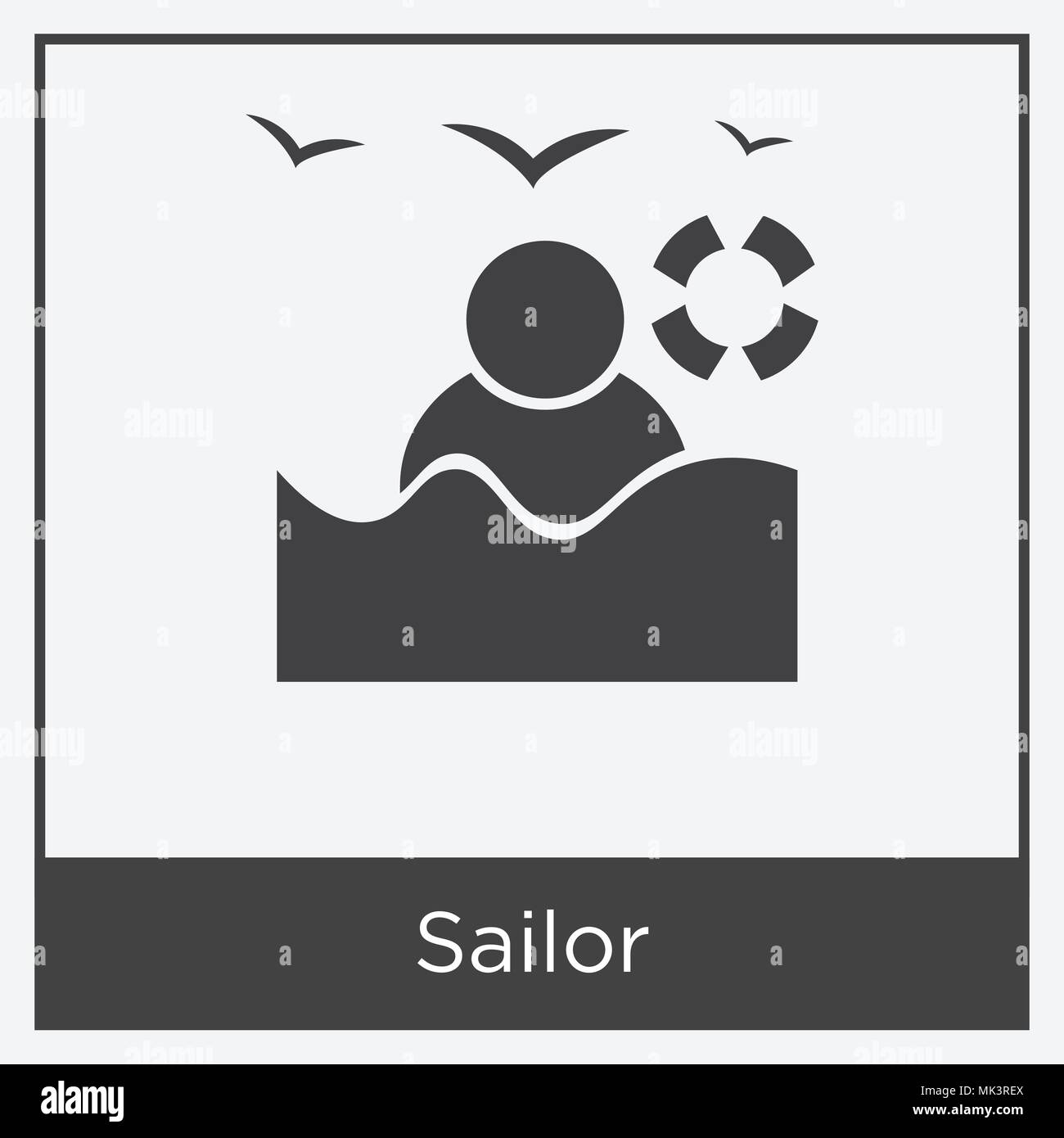 Sailor icon isolated on white background with gray frame, sign and ...