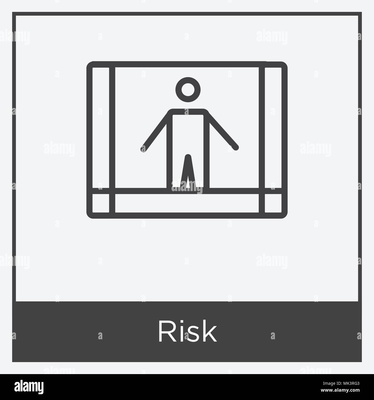 Risk icon isolated on white background with gray frame, sign and symbol ...