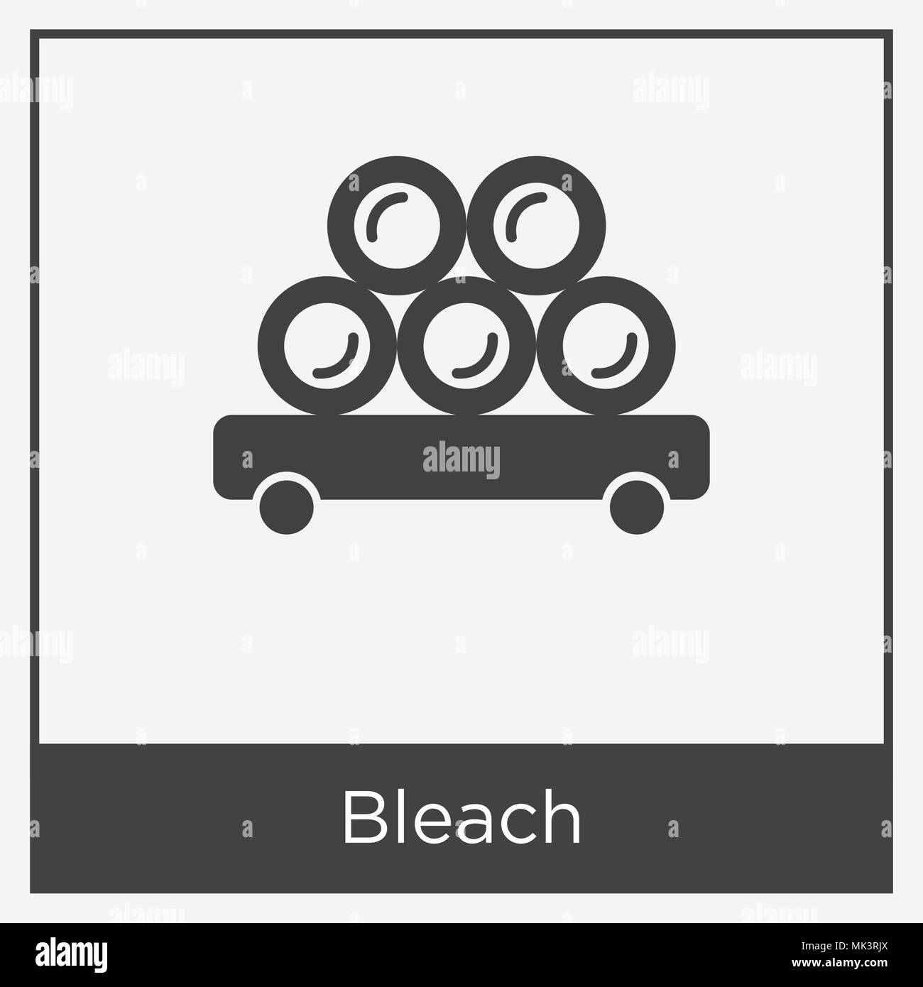 Bleach icon isolated on white background with gray frame, sign and ...