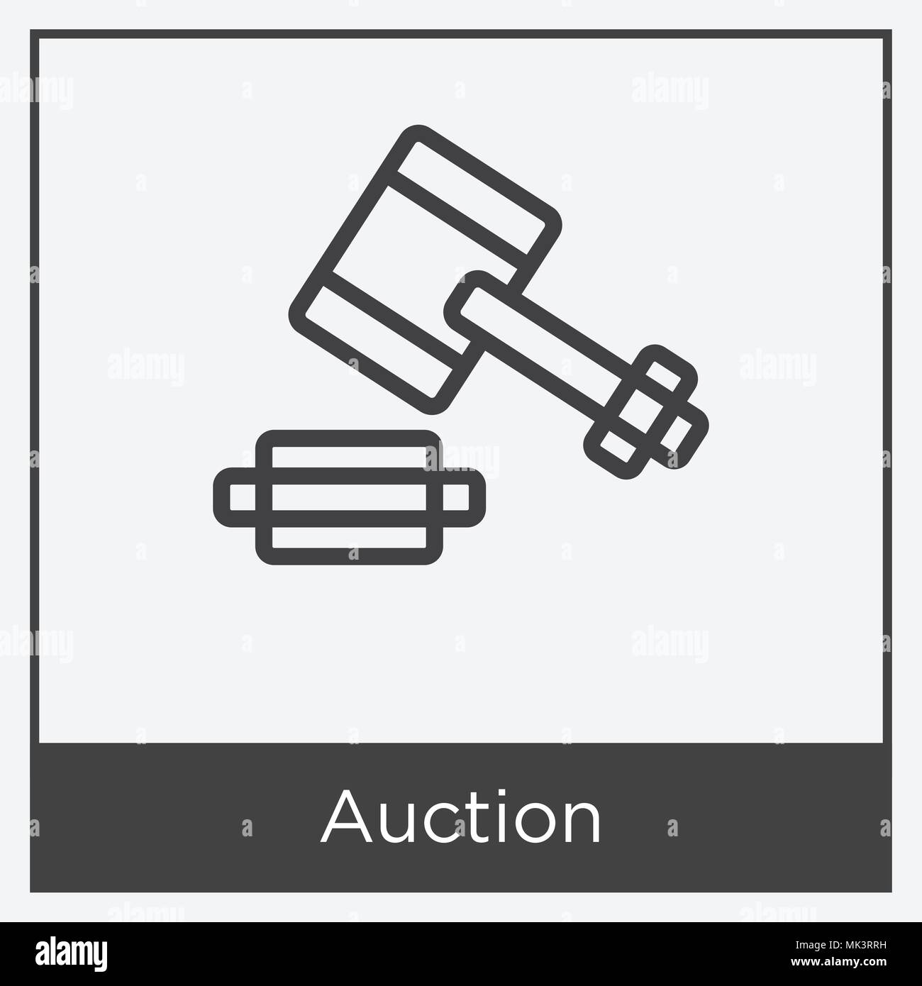 Auction icon isolated on white background with gray frame, sign and ...