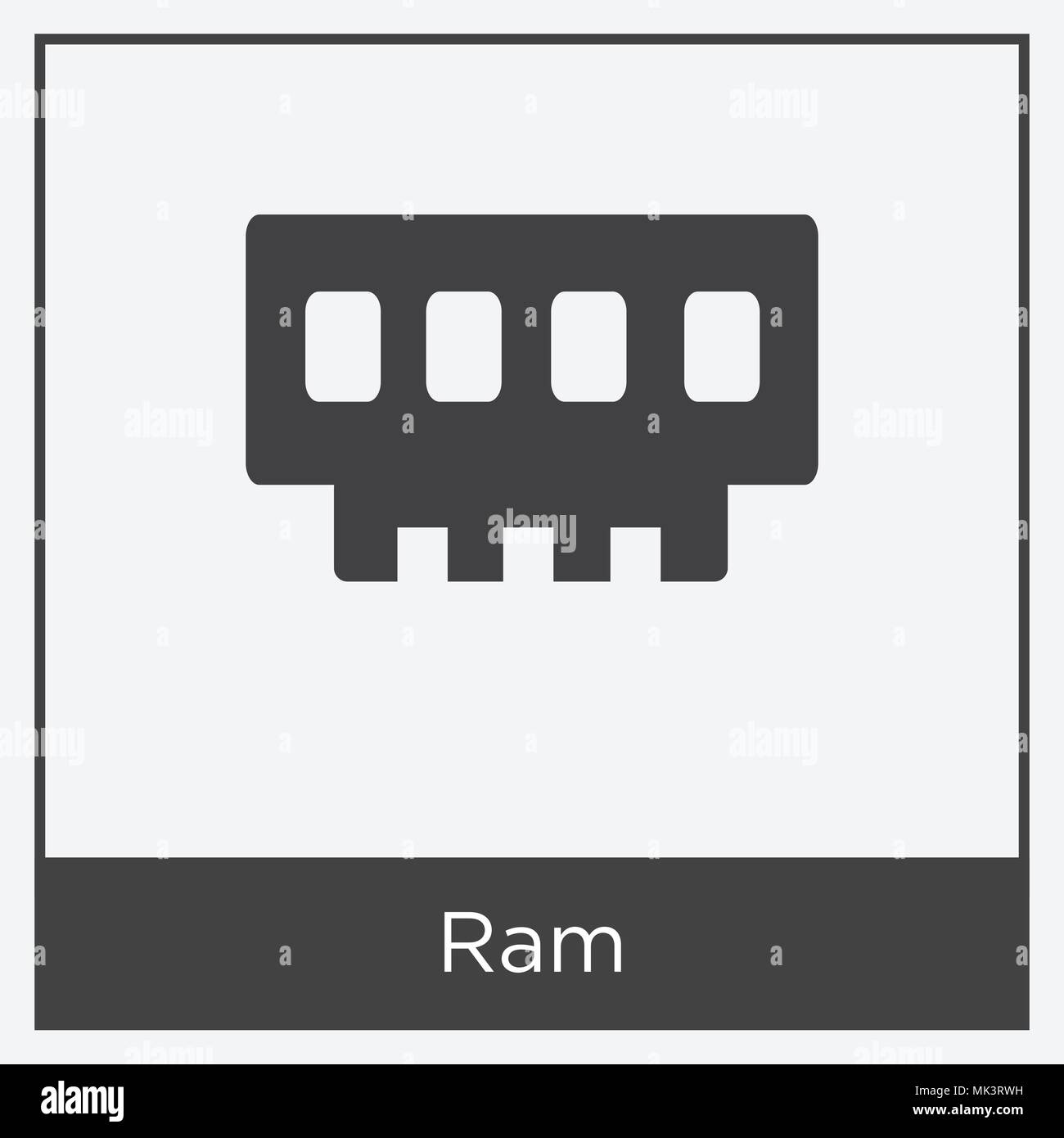 Ram icon isolated on white background with gray frame, sign and symbol ...