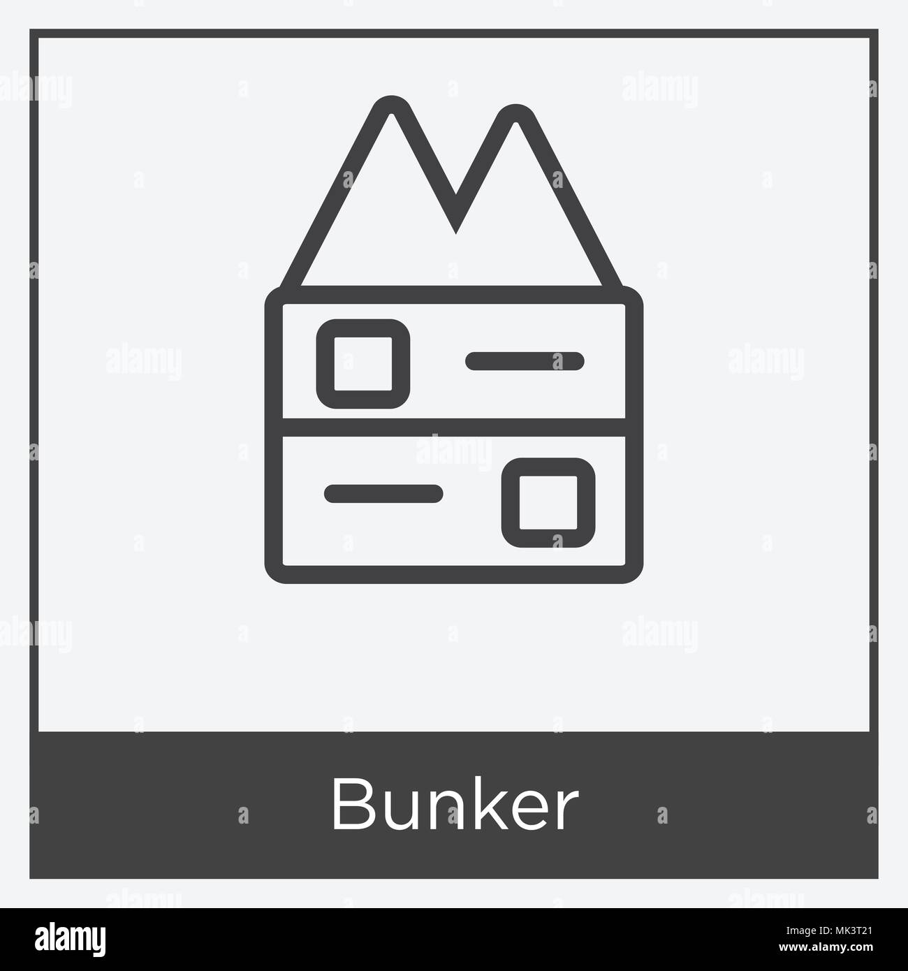 Bunker icon isolated on white background with gray frame, sign and ...