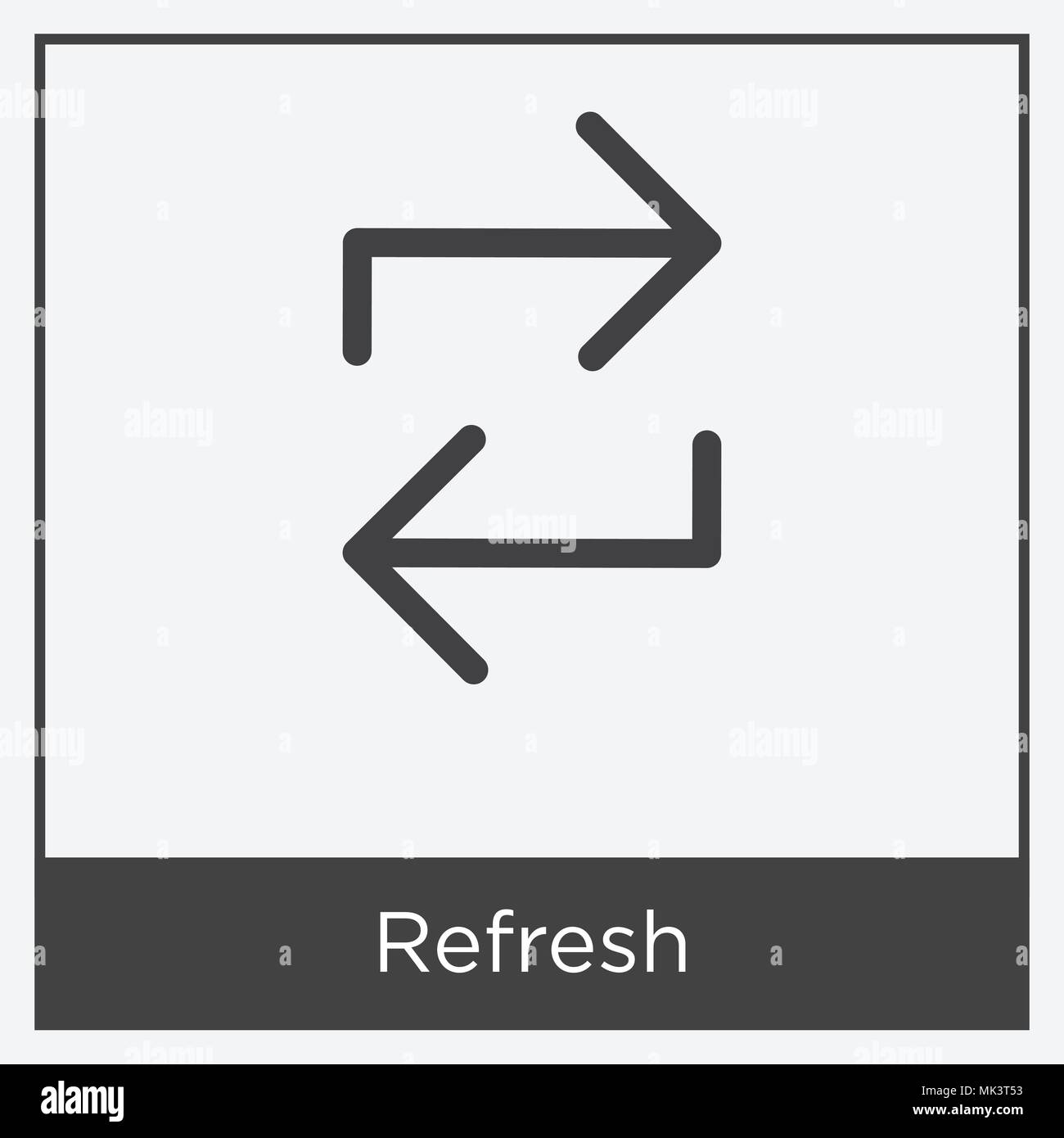 Refresh icon isolated on white background with gray frame, sign and ...