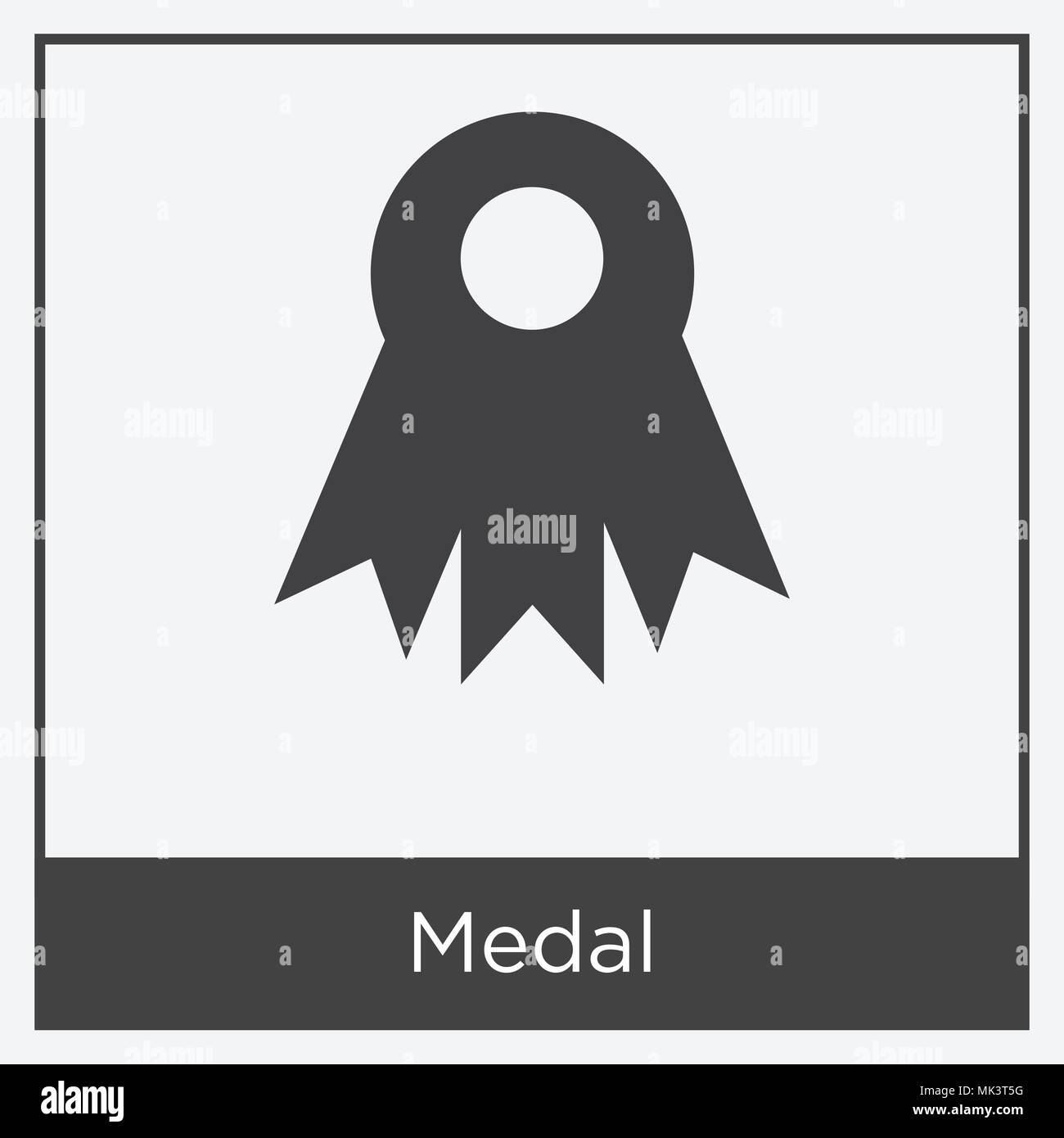 Medal icon isolated on white background with gray frame, sign and ...