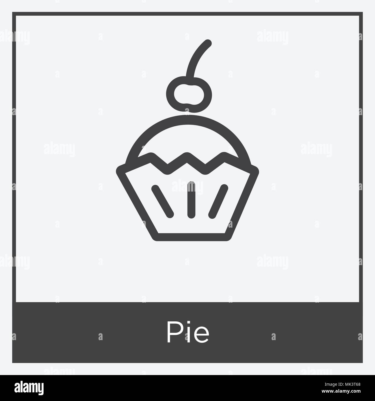 Pie icon isolated on white background with gray frame, sign and symbol ...