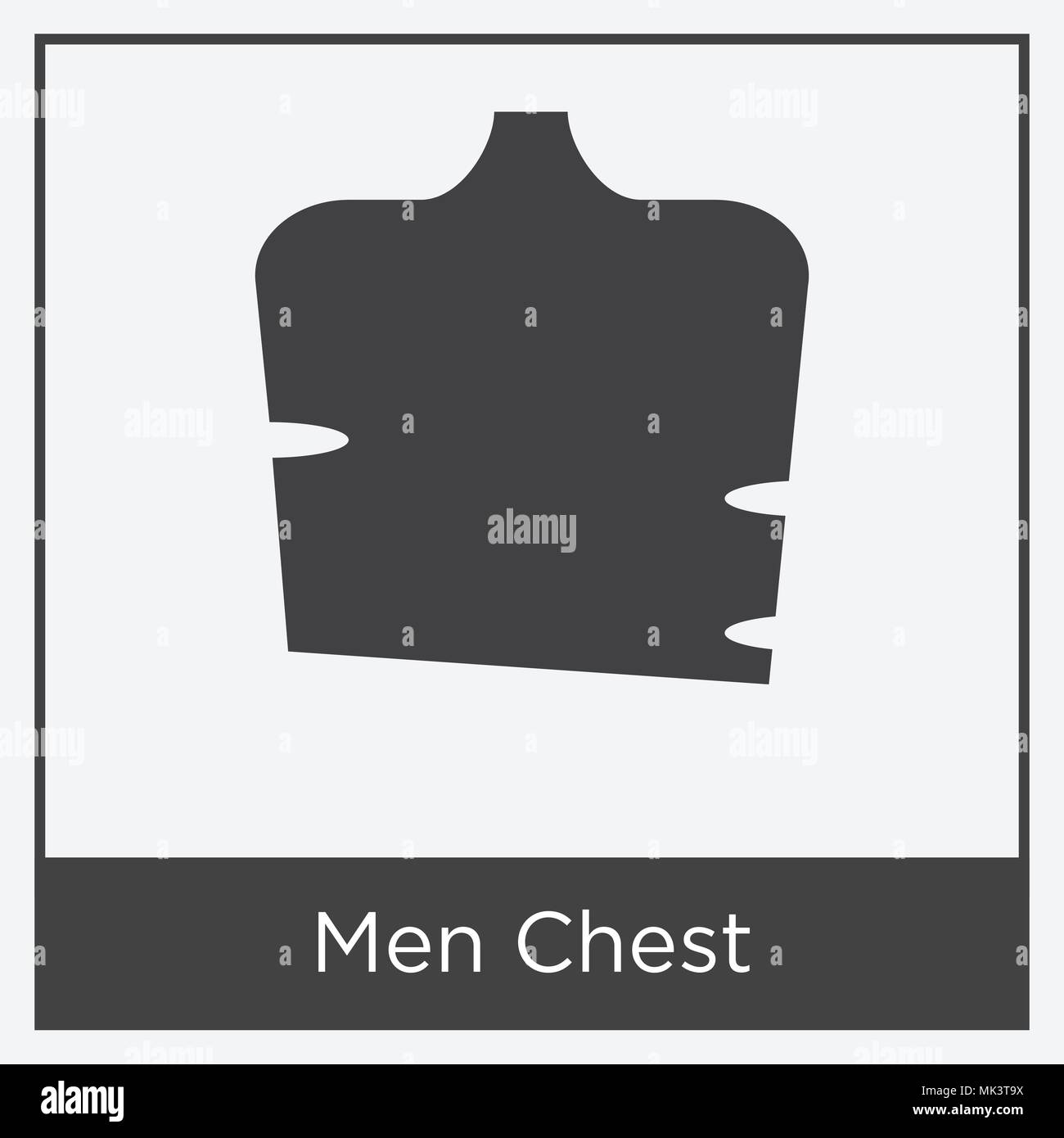 Men Chest icon isolated on white background with gray frame, sign and ...