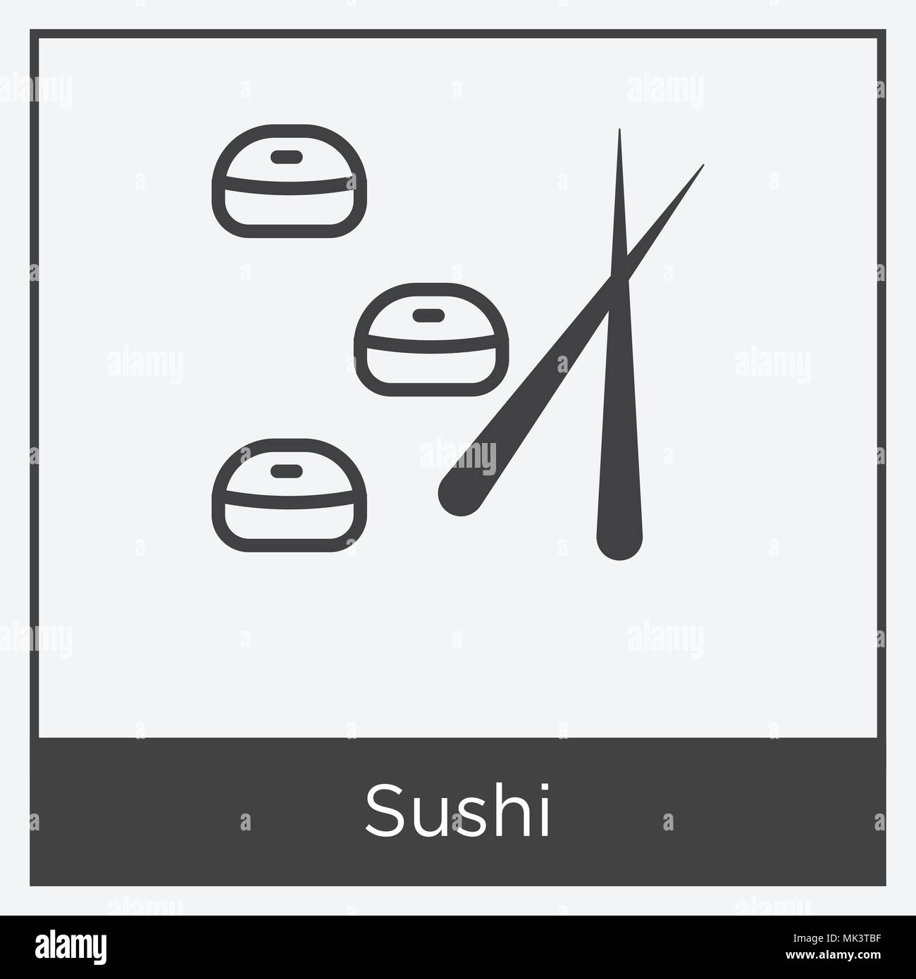 Sushi icon isolated on white background with gray frame, sign and ...