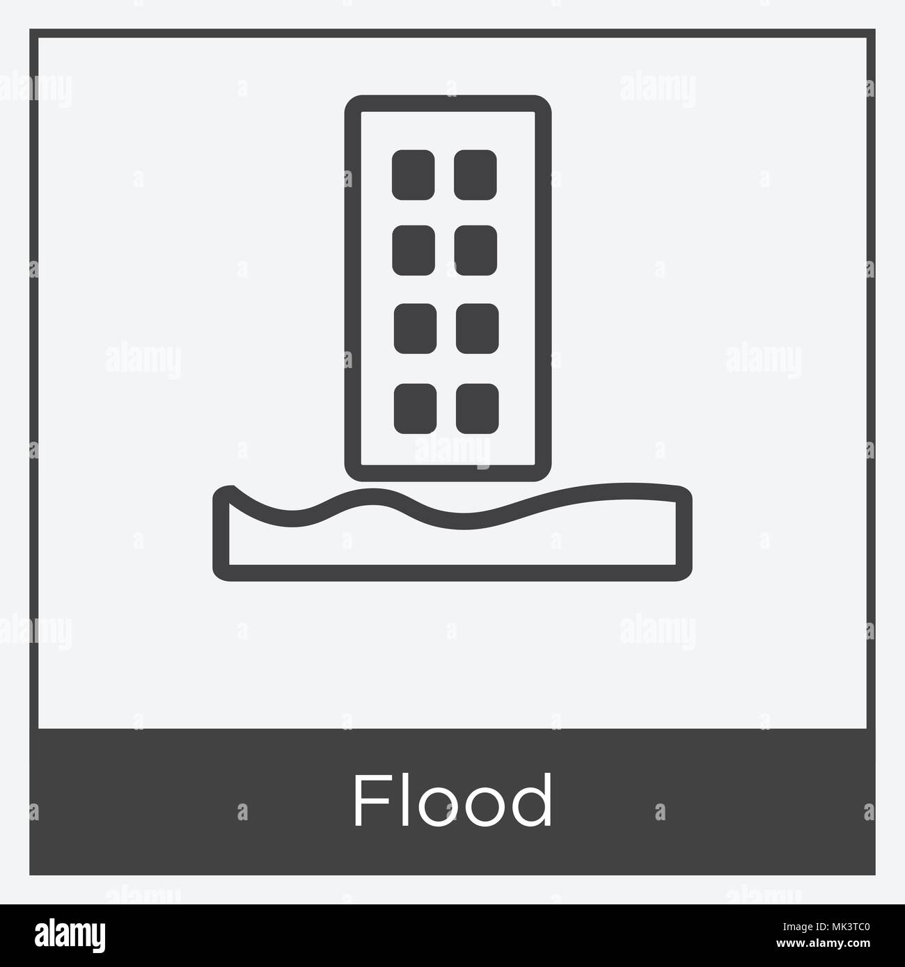 Flood icon isolated on white background with gray frame, sign and ...