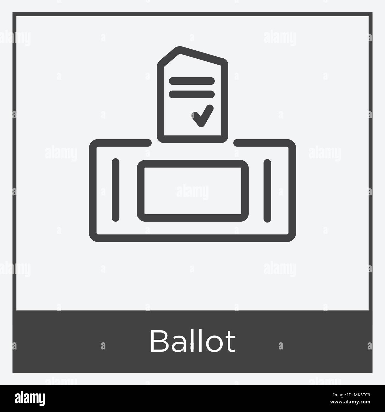 Ballot icon isolated on white background with gray frame, sign and ...
