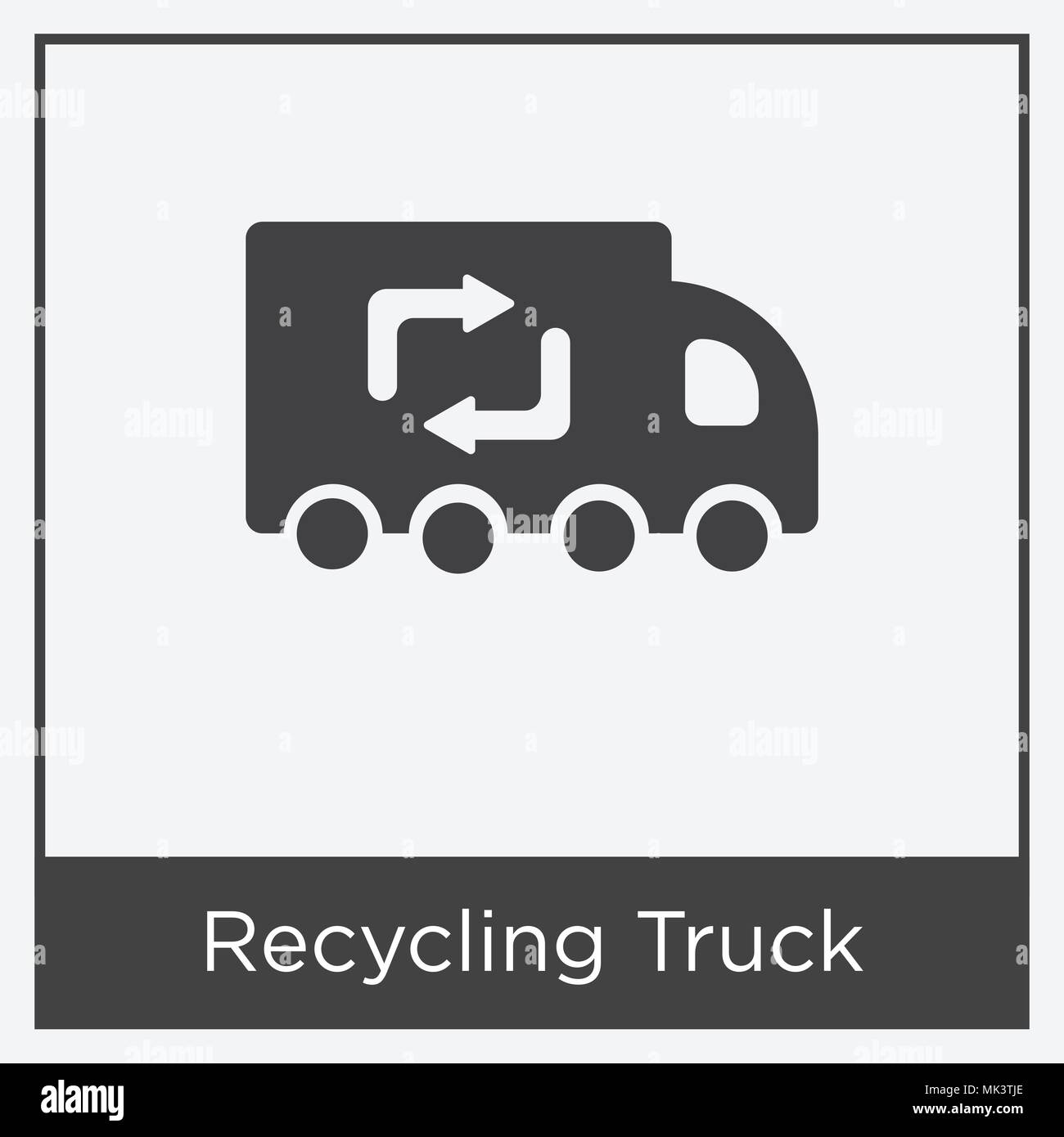 Recycling Truck icon isolated on white background with gray frame, sign ...