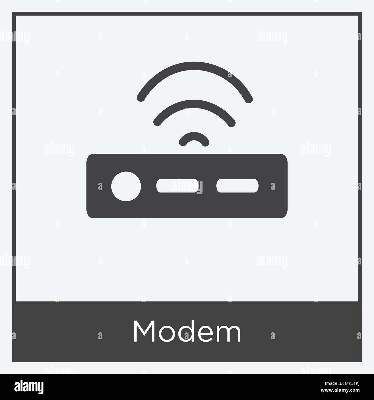 Modem icon isolated on white background with gray frame, sign and ...