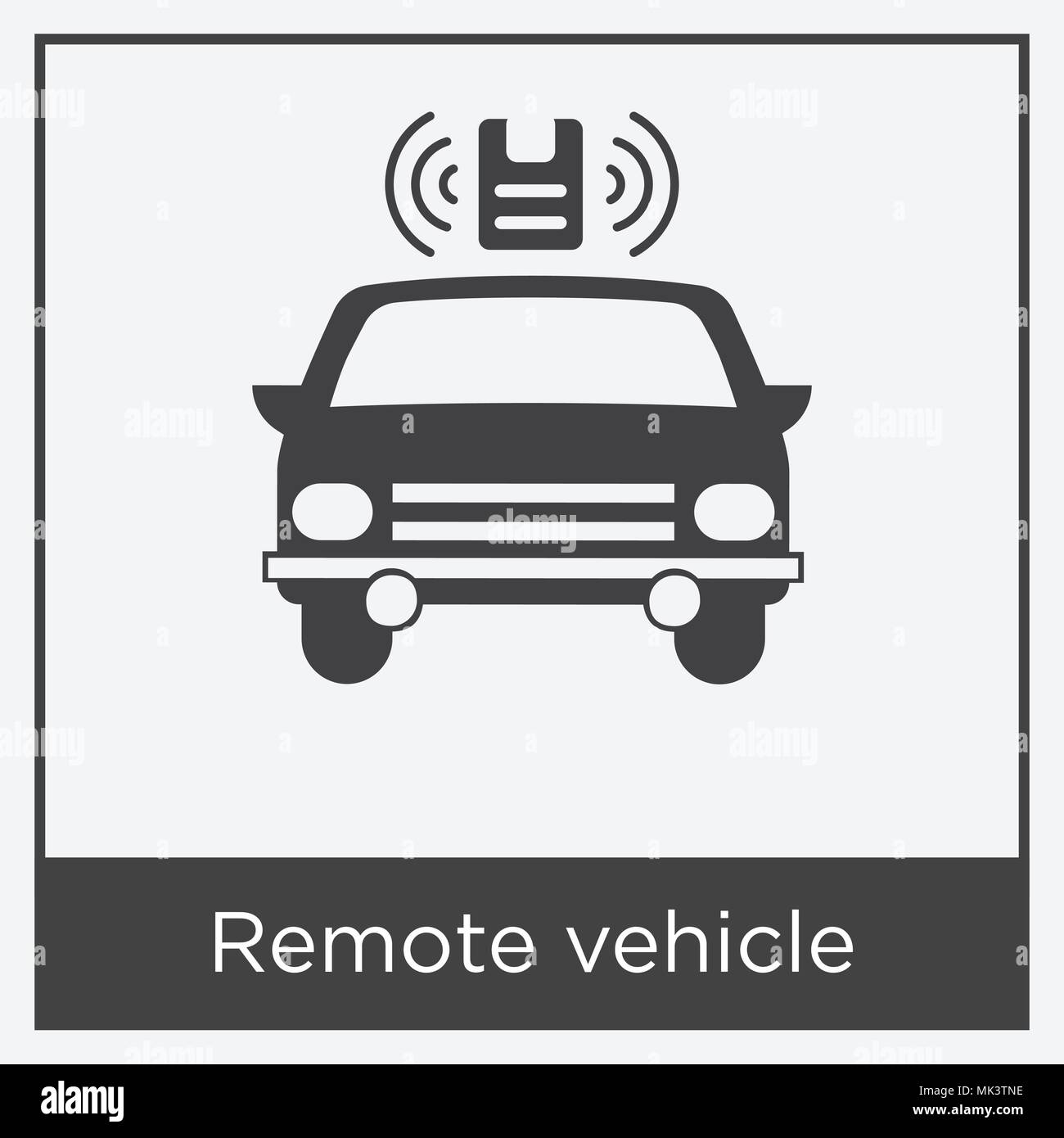 Remote vehicle icon isolated on white background with gray frame, sign ...