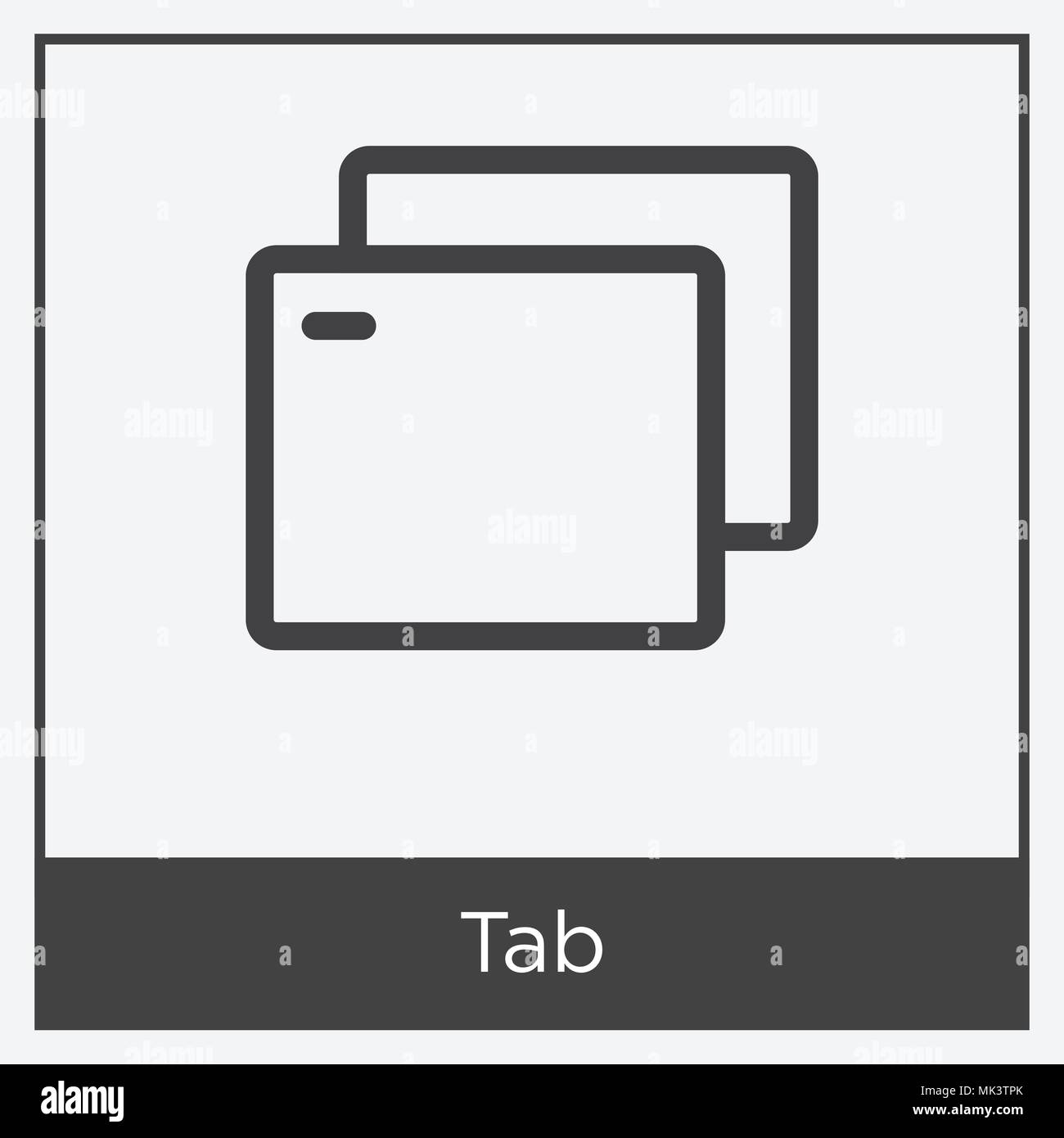 Tab icon isolated on white background with gray frame, sign and symbol ...