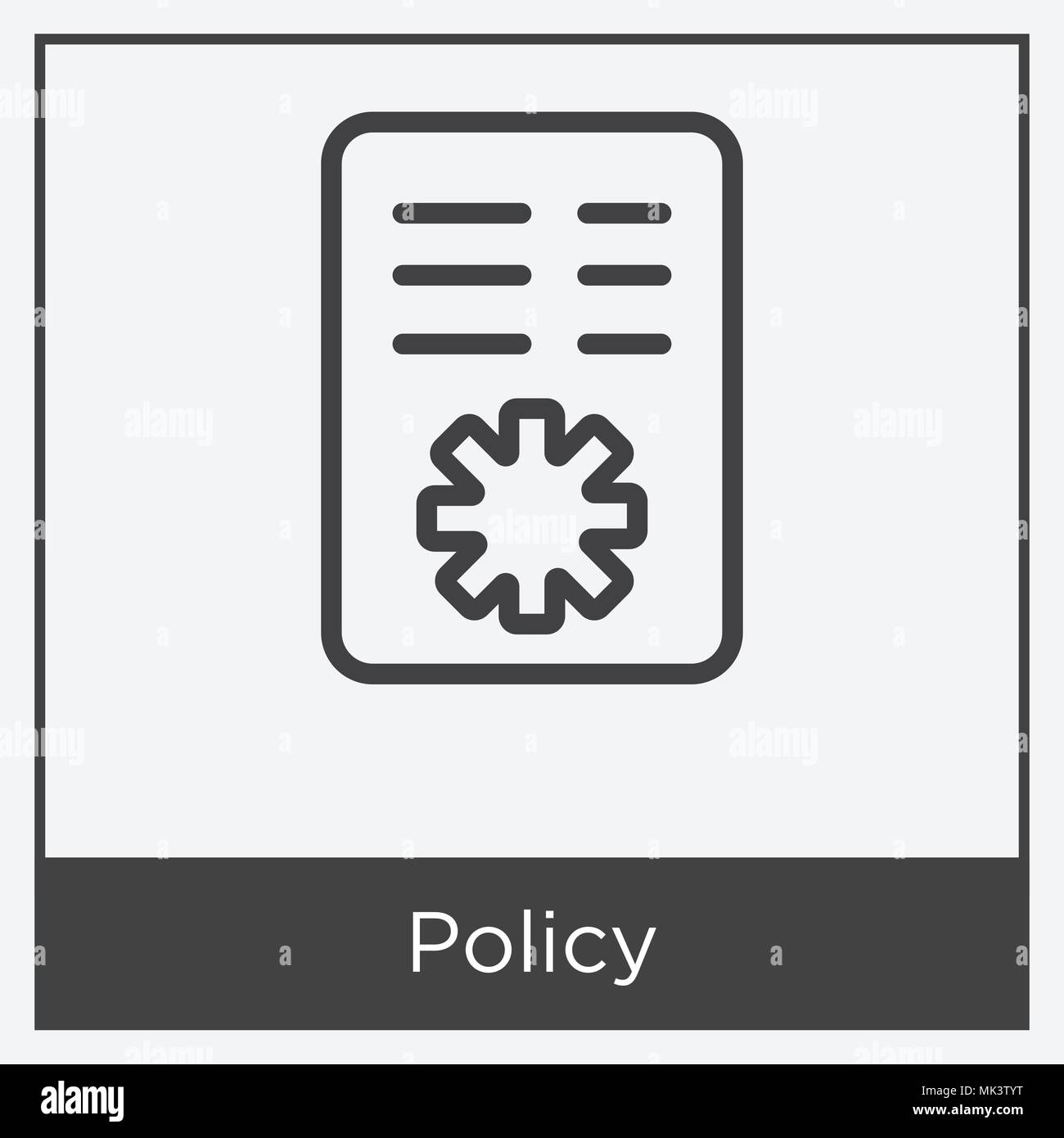Policy icon isolated on white background with gray frame, sign and ...