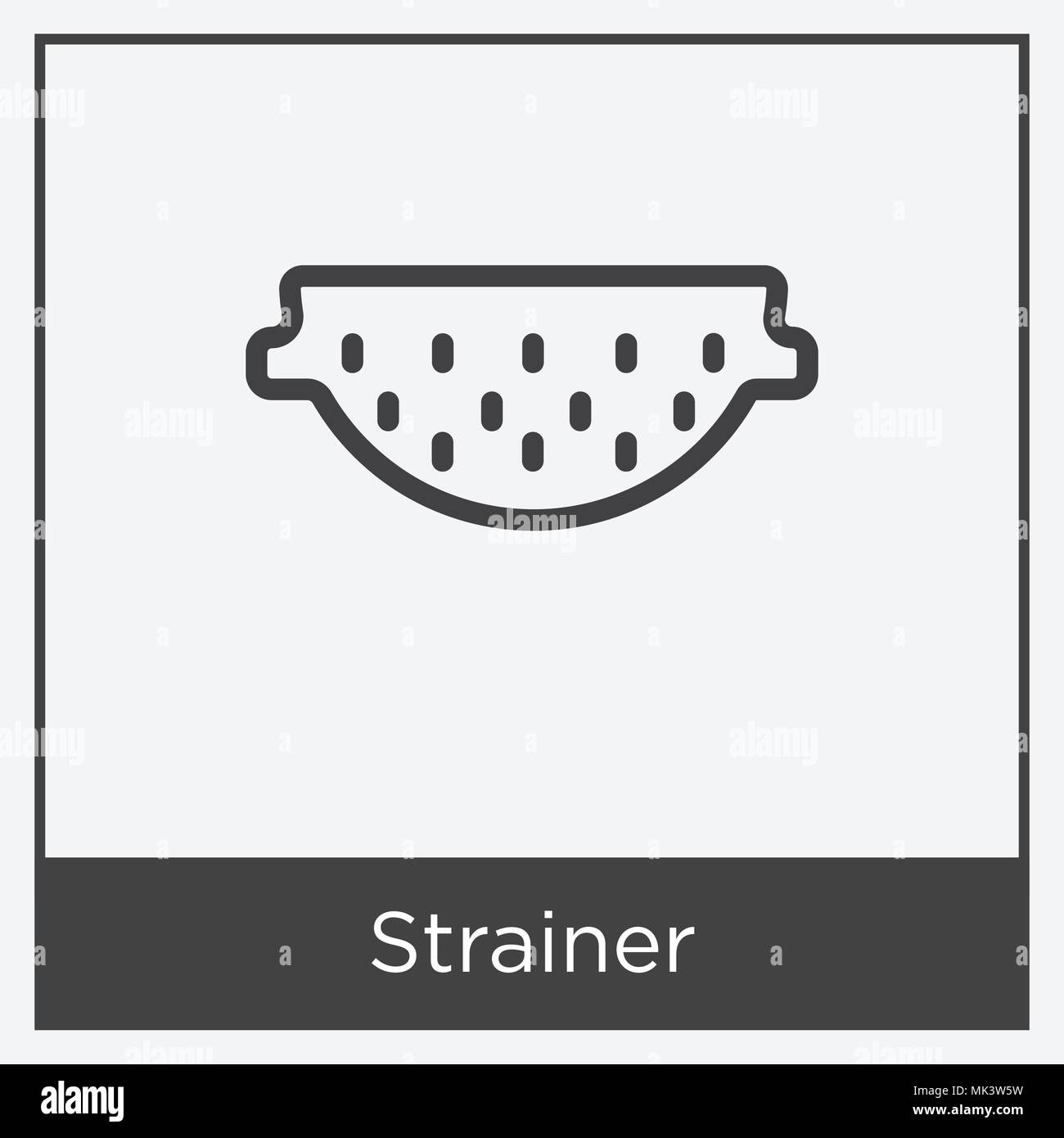 Strainer icon isolated on white background with gray frame, sign and ...