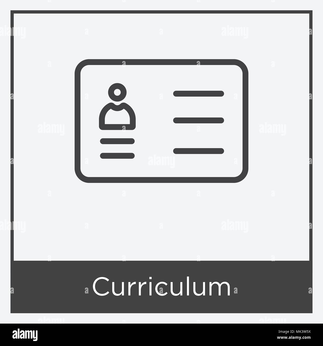 Curriculum icon isolated on white background with gray frame, sign and ...