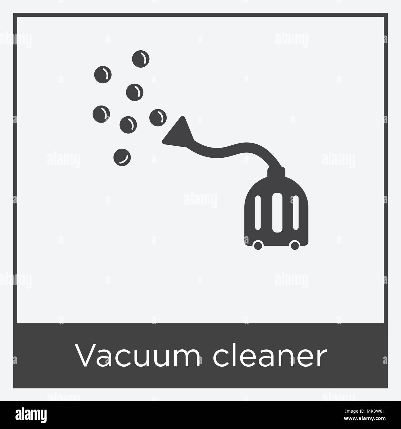 Vacuum cleaner icon isolated on white background with gray frame, sign ...