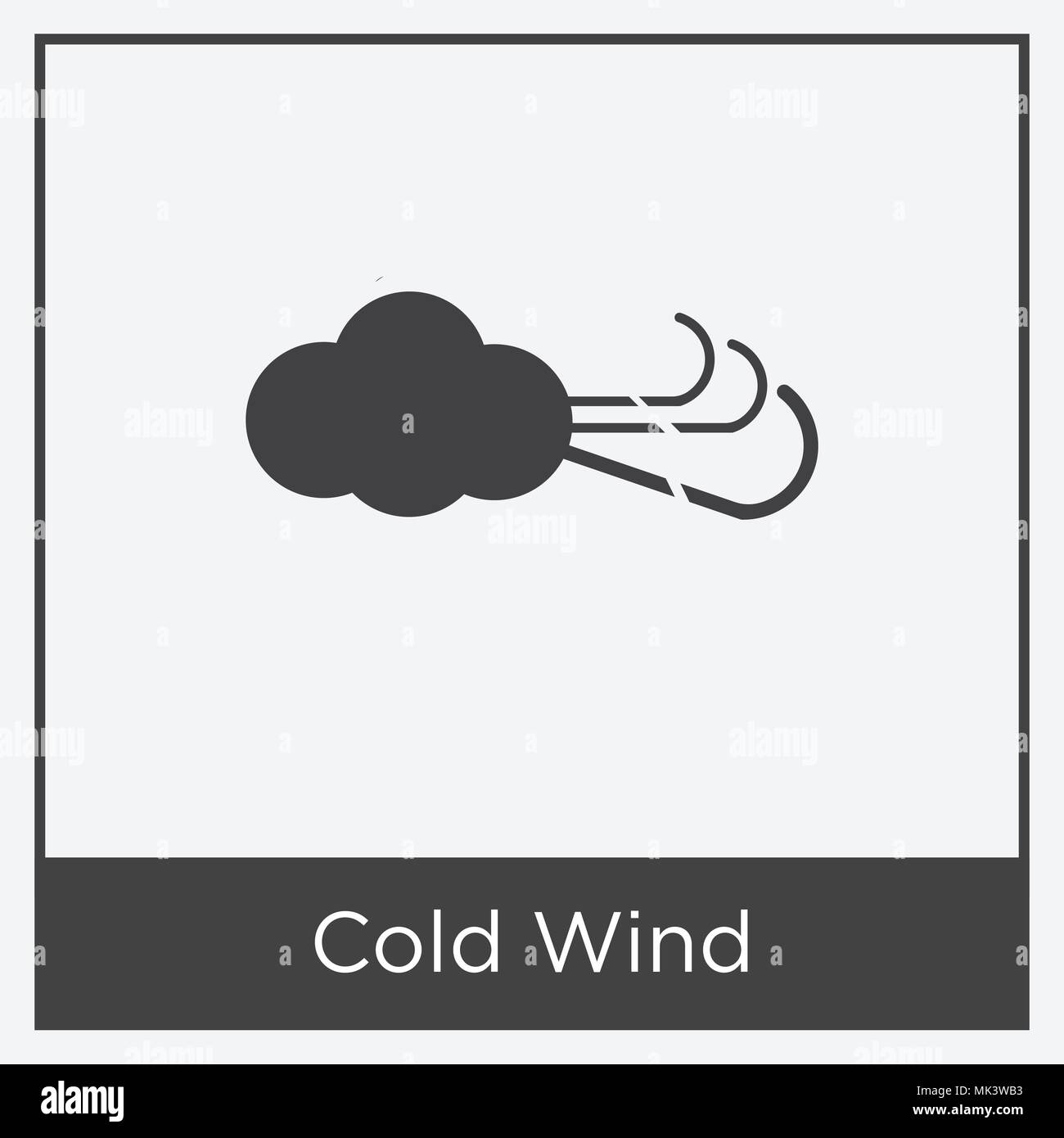 Cold Wind icon isolated on white background with gray frame, sign and ...