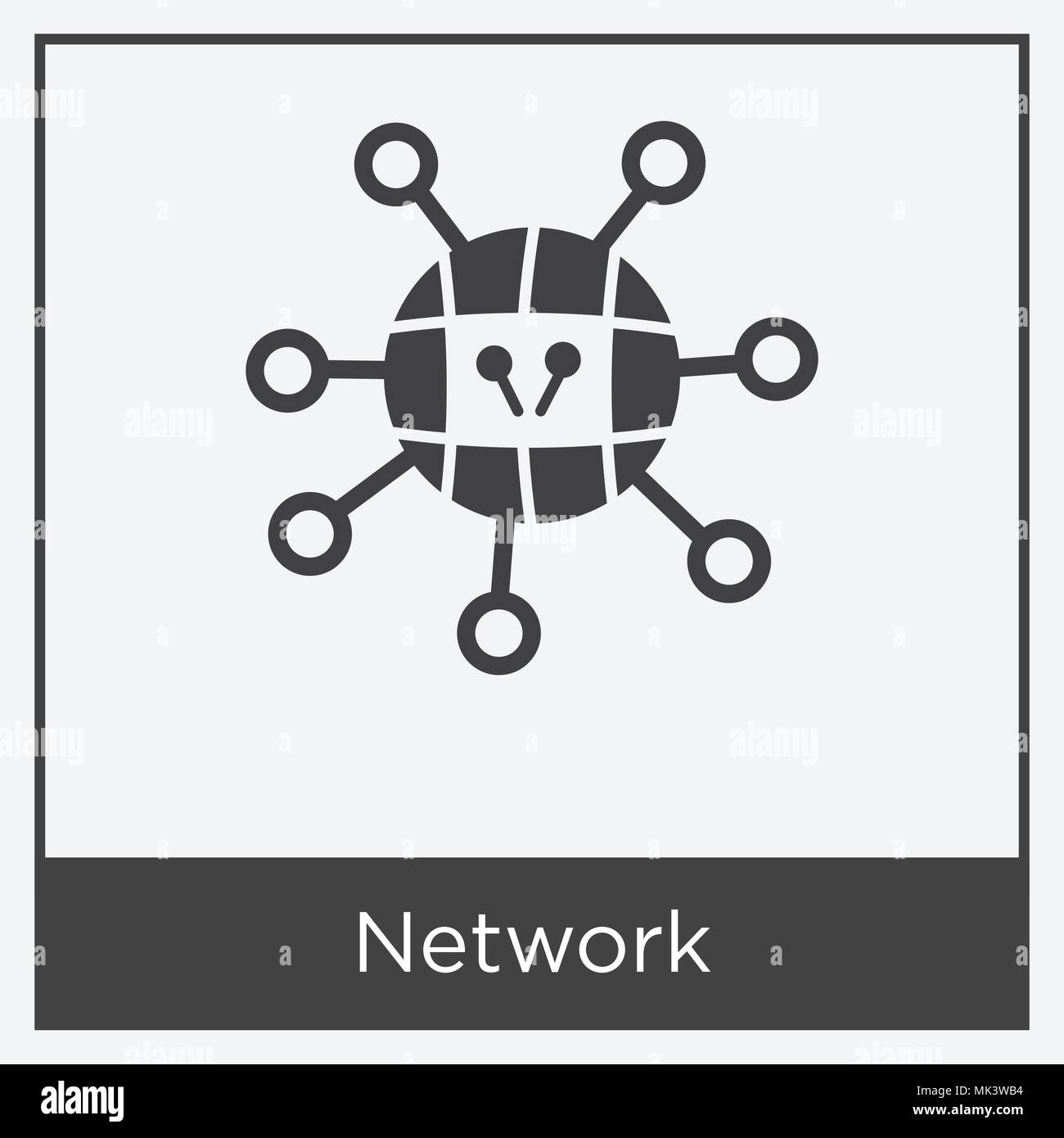 Network icon isolated on white background with gray frame, sign and ...