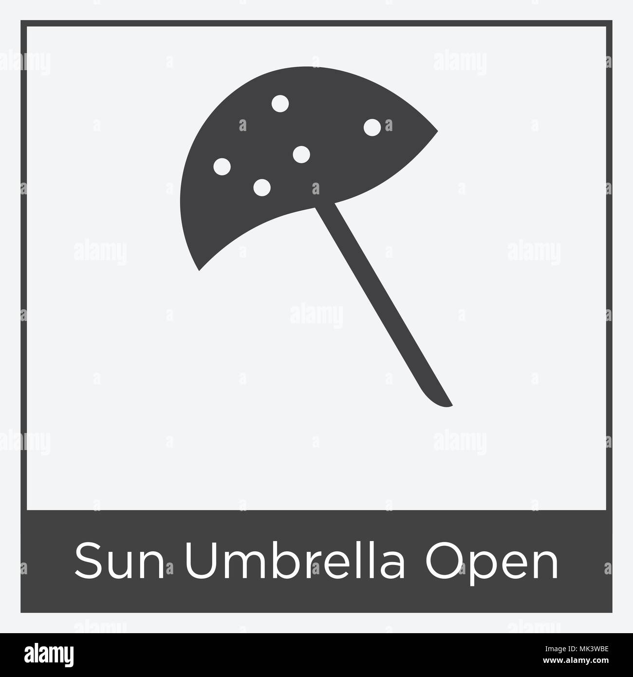 Sun Umbrella Open icon isolated on white background with gray frame ...