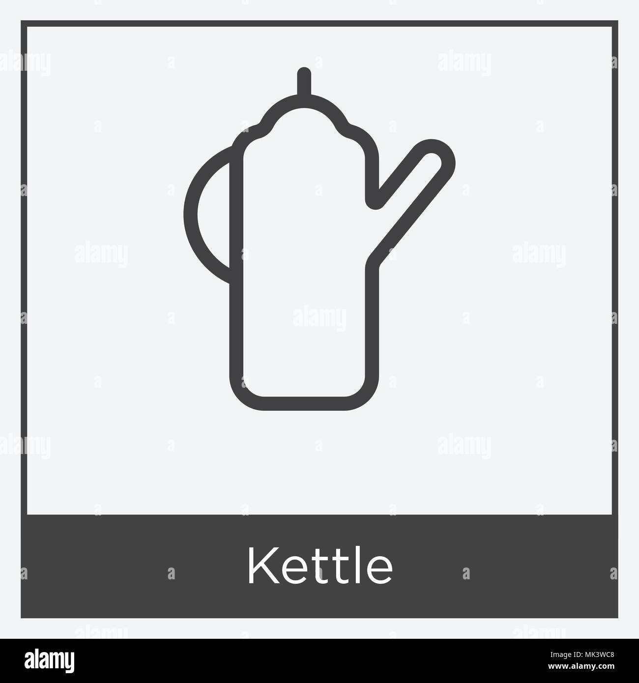 Kettle icon isolated on white background with gray frame, sign and ...