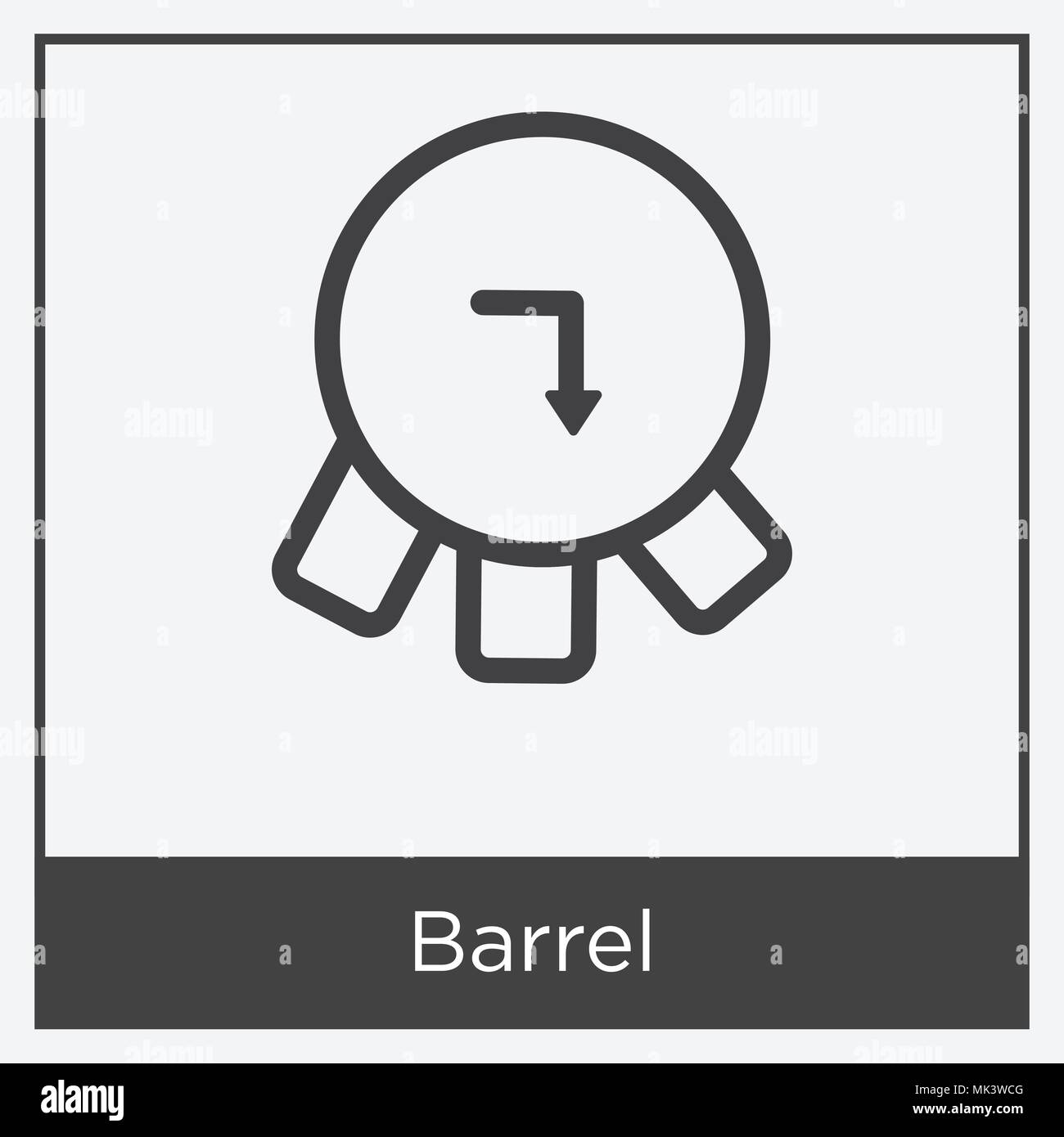 Barrel icon isolated on white background with gray frame, sign and ...