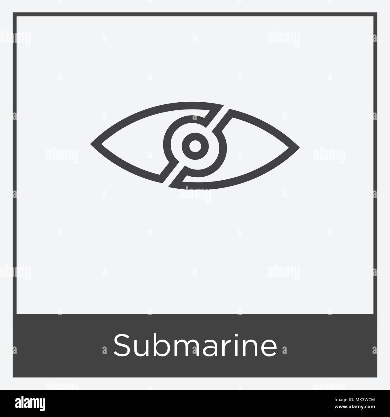 Submarine icon isolated on white background with gray frame, sign and ...