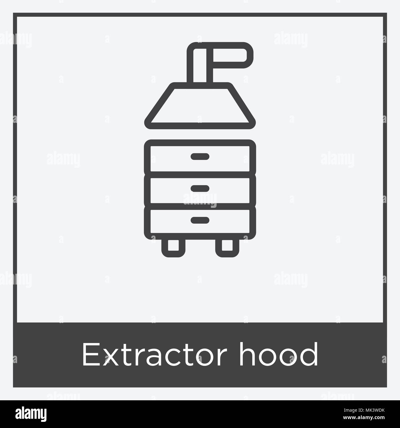 Extractor hood icon isolated on white background with gray frame, sign ...