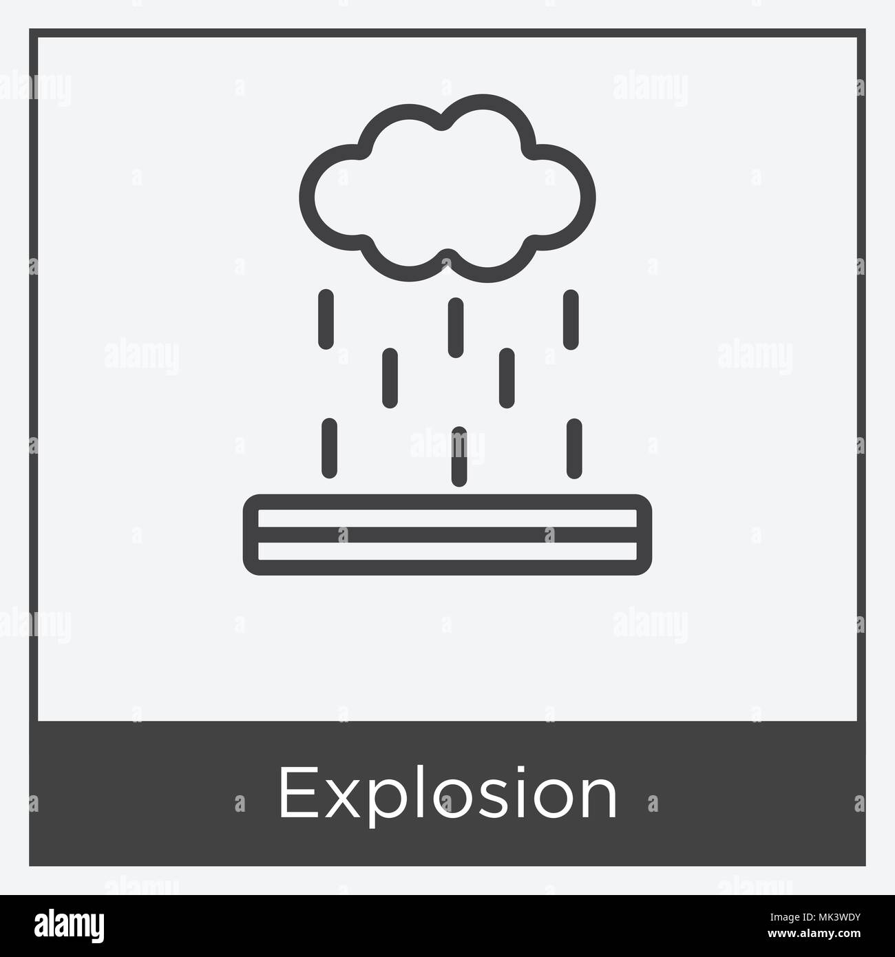 Explosion icon isolated on white background with gray frame, sign and ...
