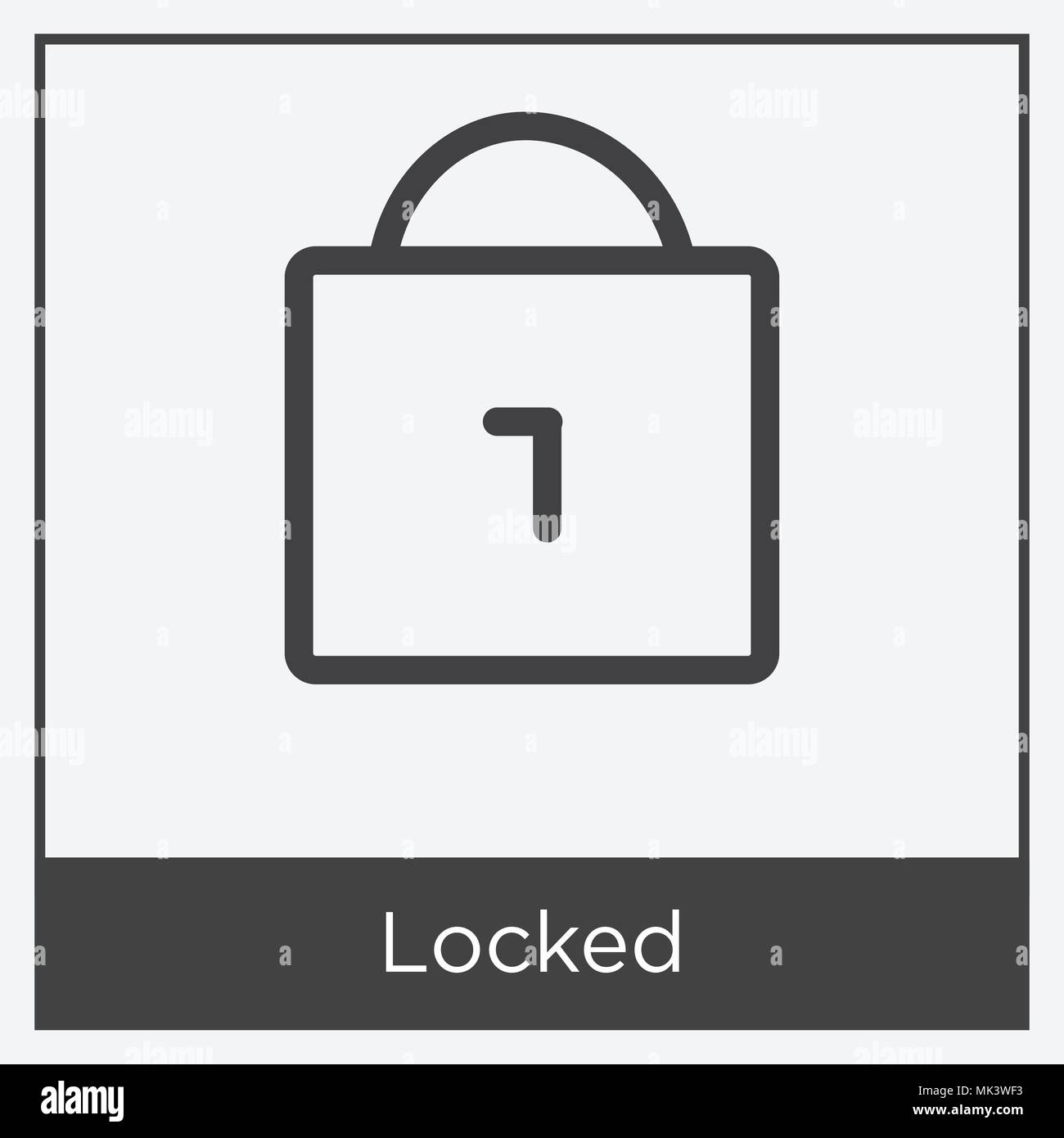 Locked icon isolated on white background with gray frame, sign and ...