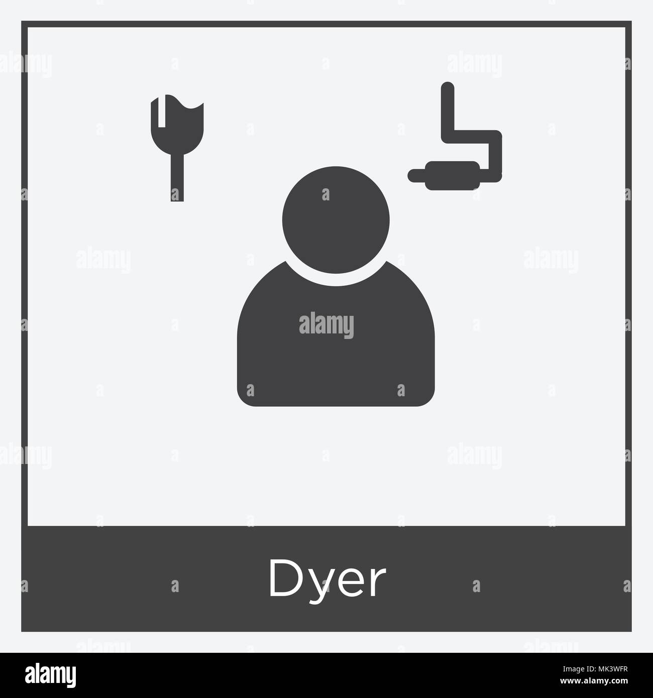 Dyer icon isolated on white background with gray frame, sign and symbol ...