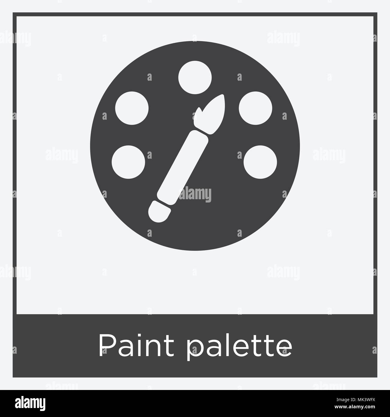 Paint palette icon isolated on white background with gray frame, sign ...