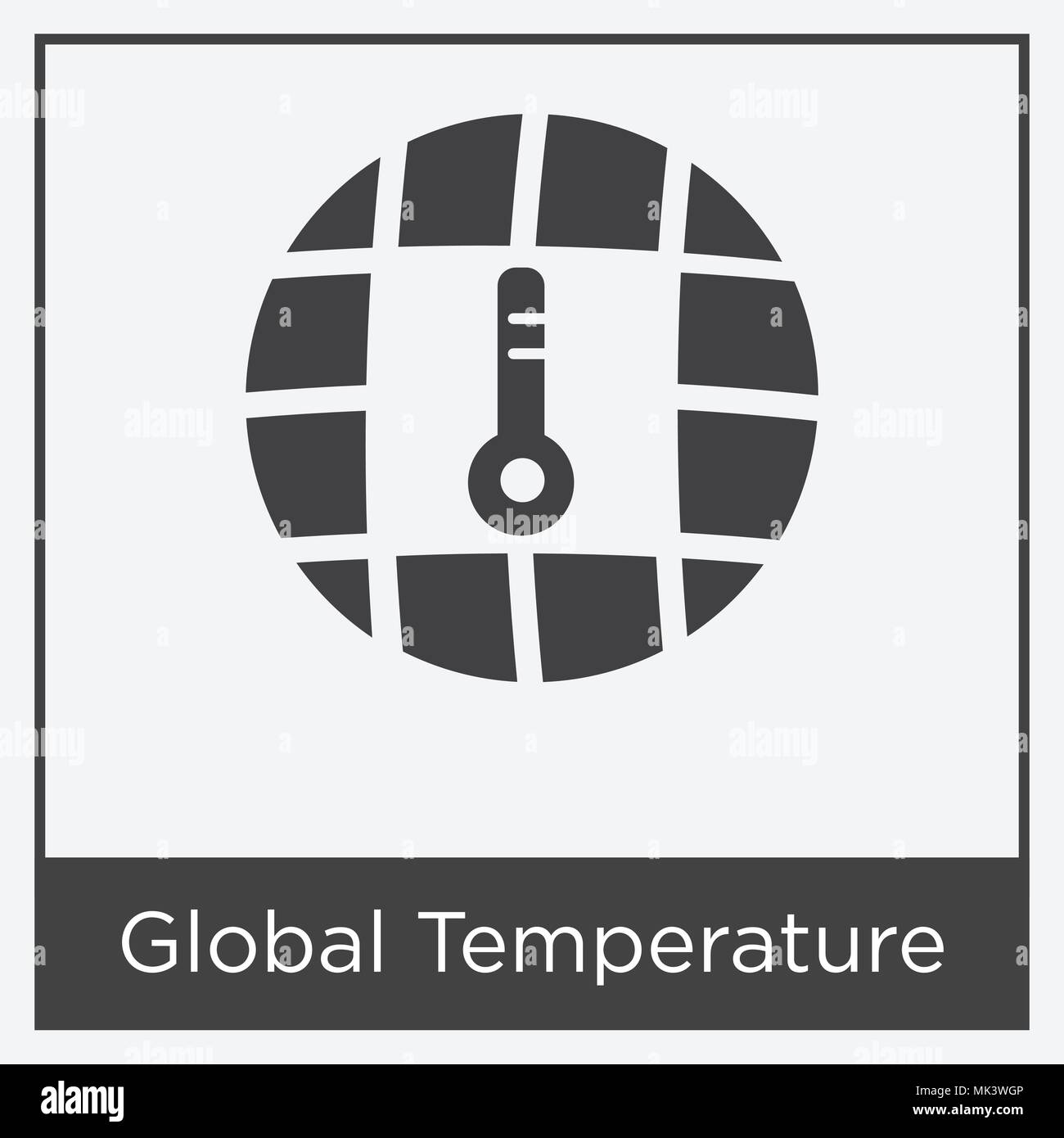 Global Temperature icon isolated on white background with gray frame ...