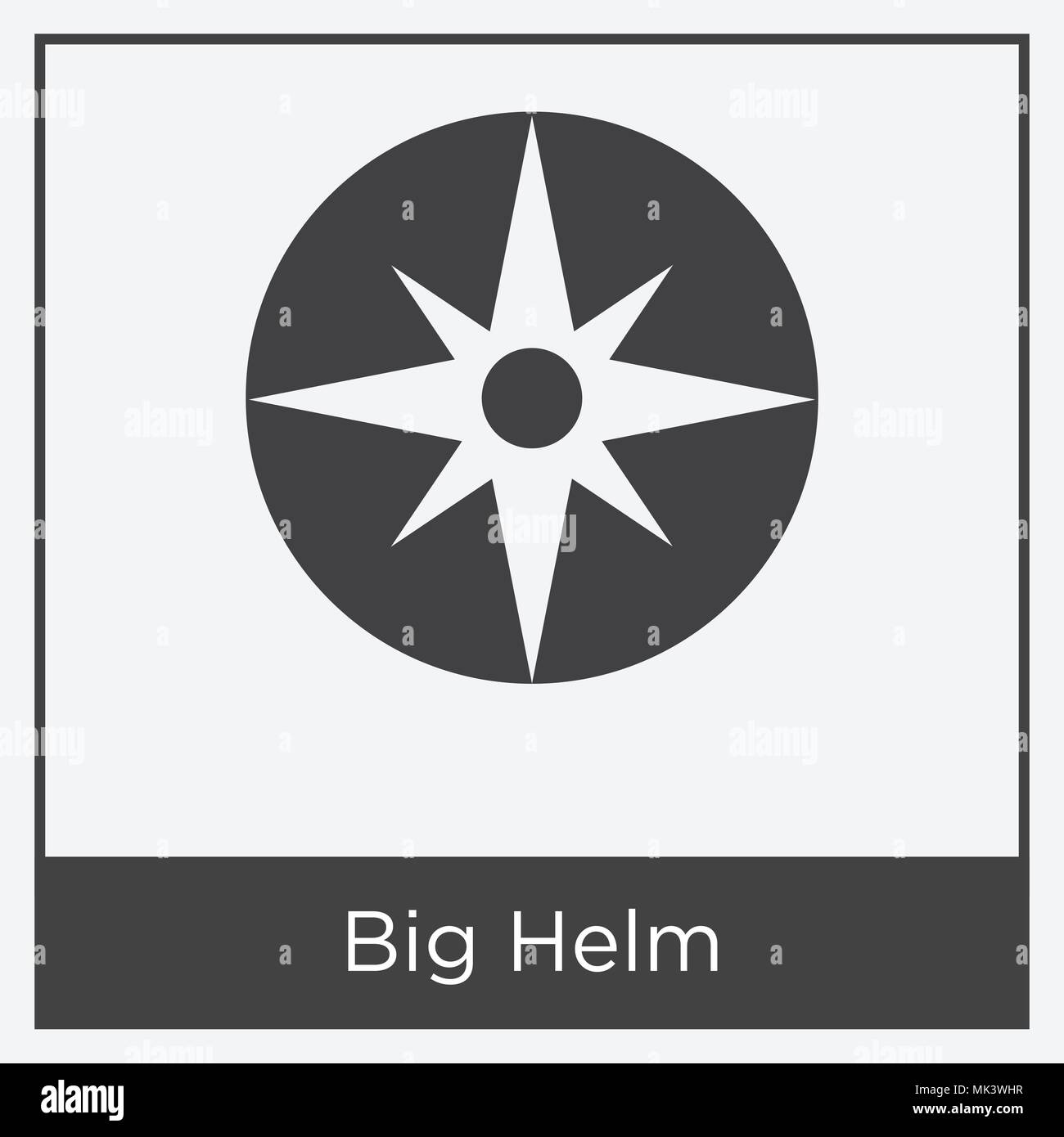 Big Helm icon isolated on white background with gray frame, sign and ...