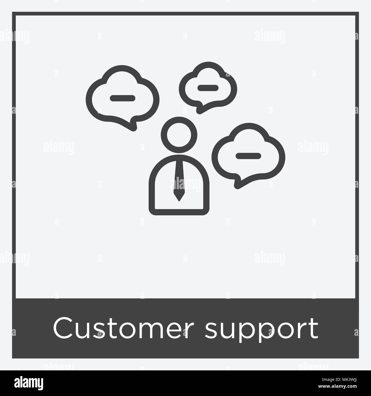 Customer support icon isolated on white background with gray frame ...