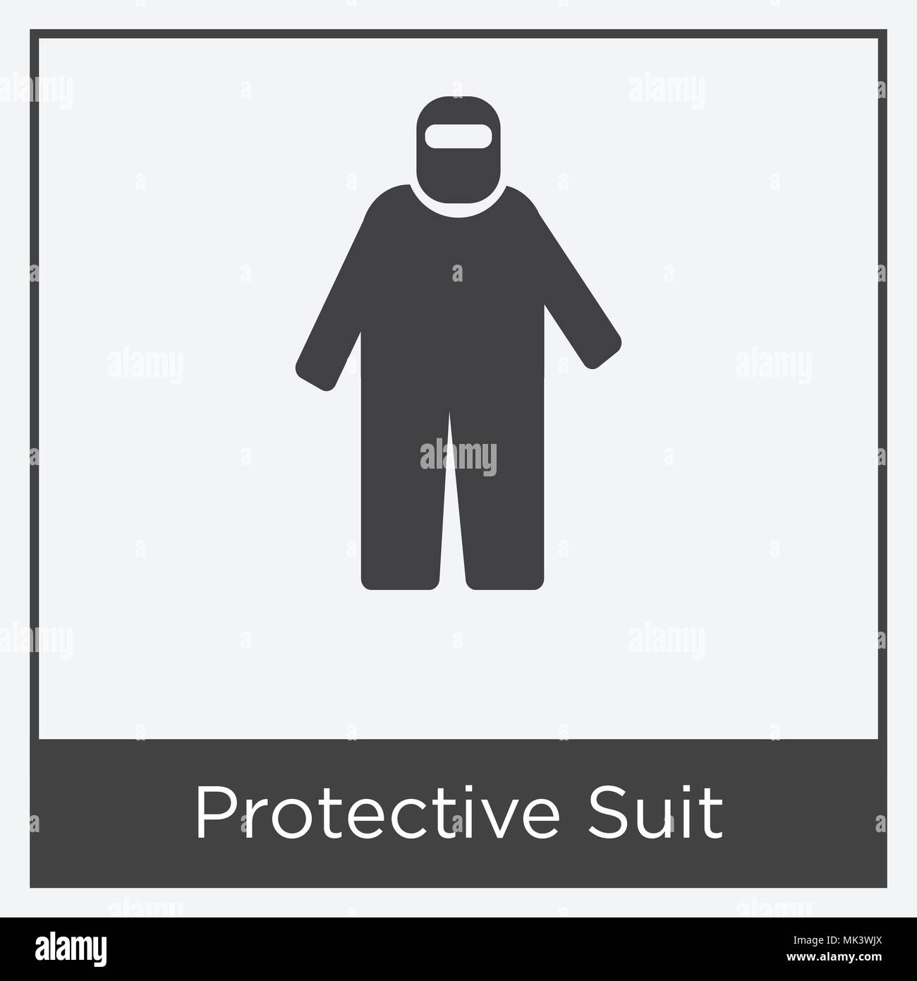 Protective Suit icon isolated on white background with gray frame, sign ...