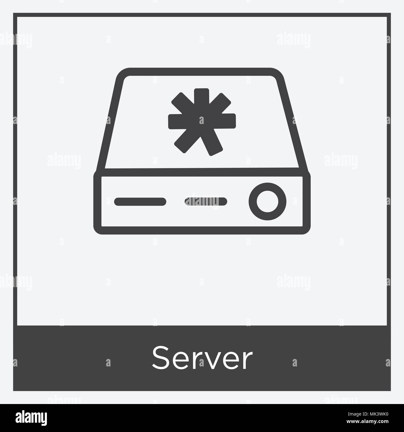 Server icon isolated on white background with gray frame, sign and symbol Stock Vector Image ...