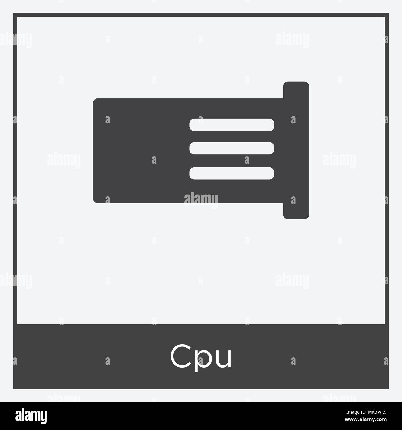 Cpu icon isolated on white background with gray frame, sign and symbol ...