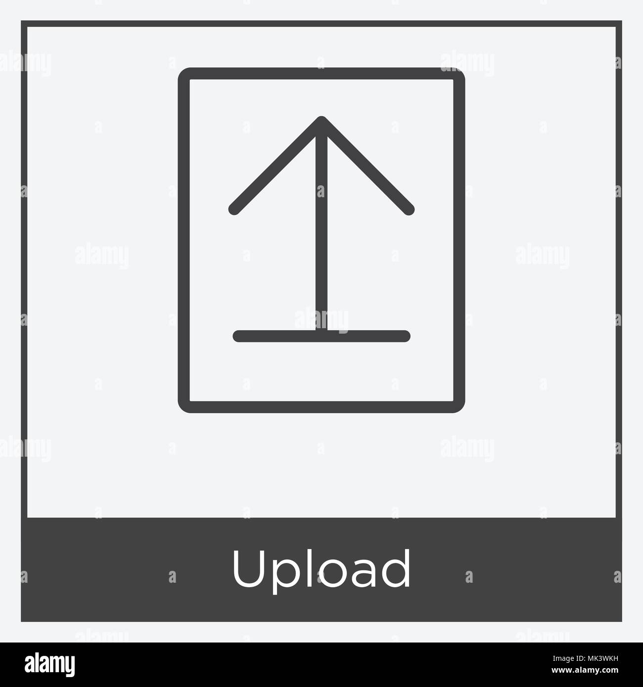 Upload icon isolated on white background with gray frame, sign and ...