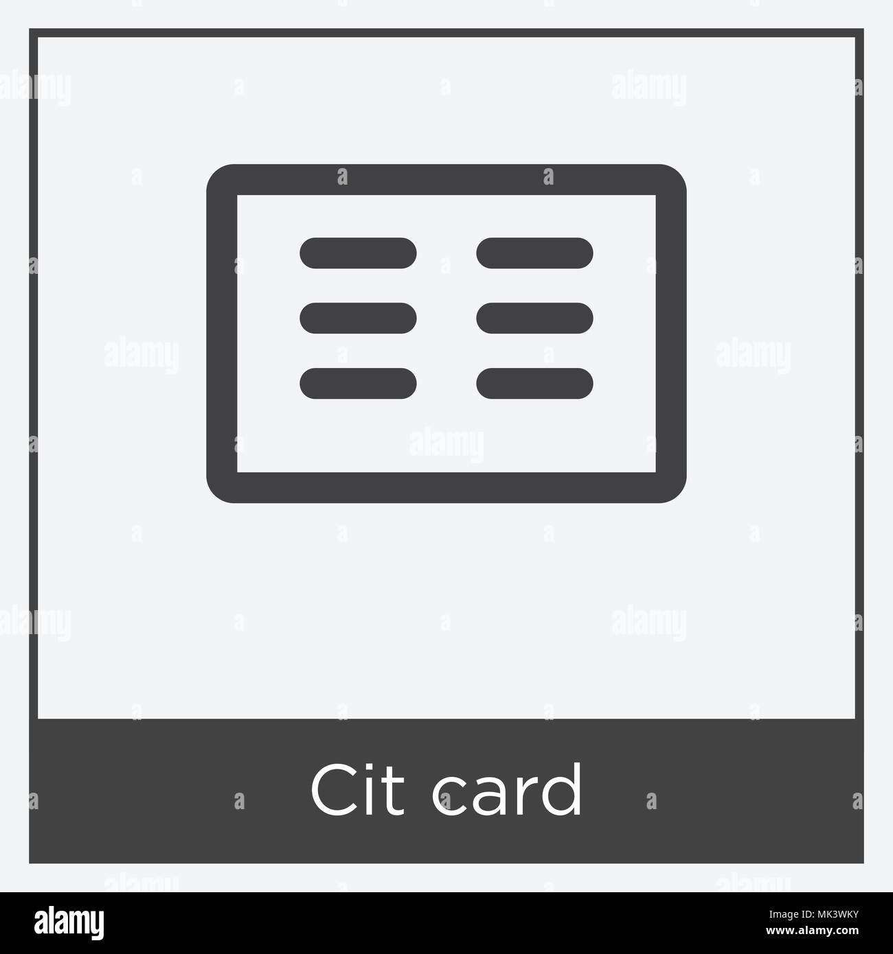 Cit card icon isolated on white background with gray frame, sign and ...