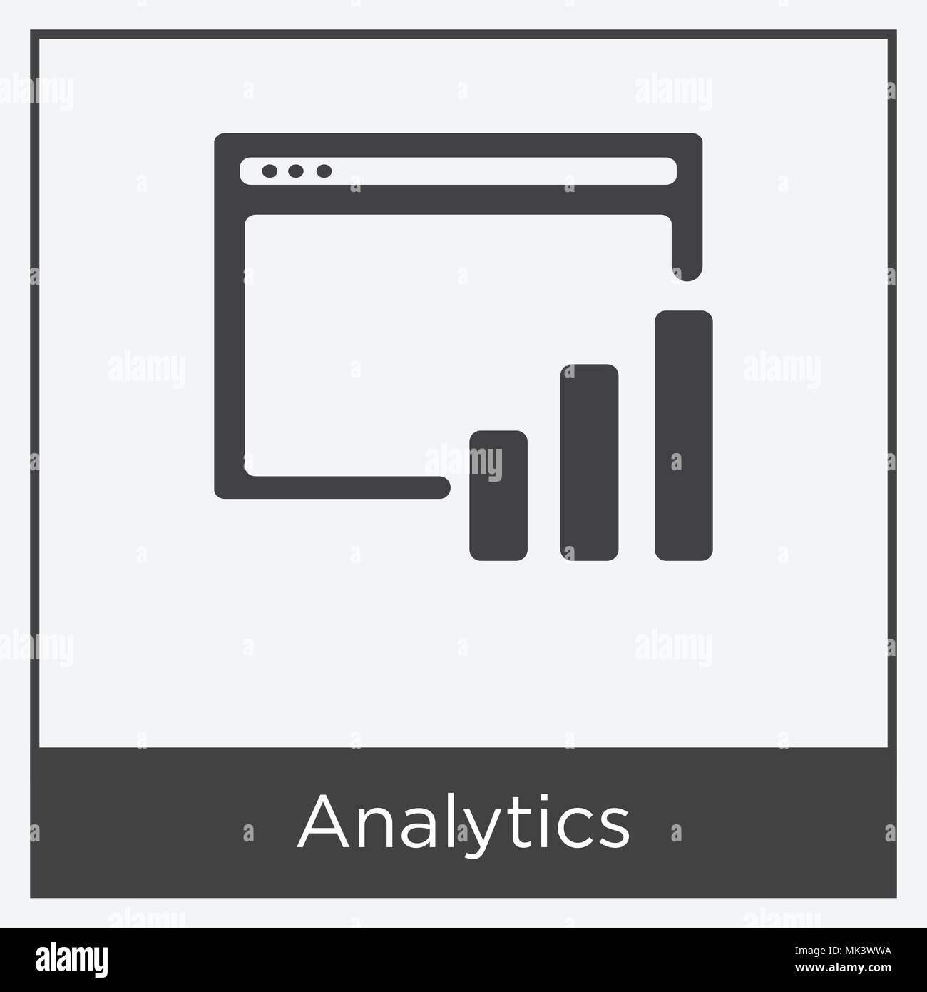 Analytics icon isolated on white background with gray frame, sign and ...