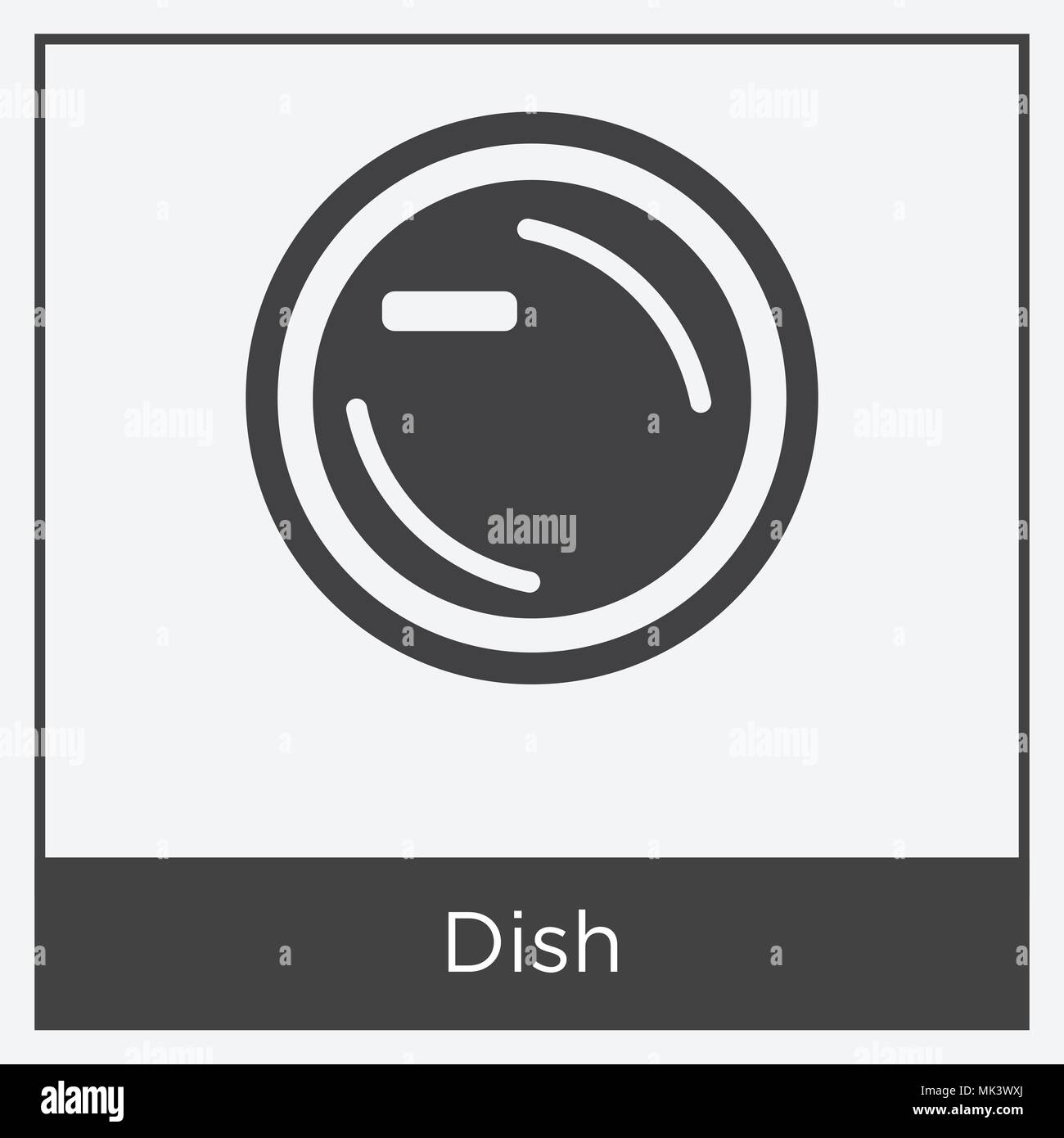 Dish icon isolated on white background with gray frame, sign and symbol ...